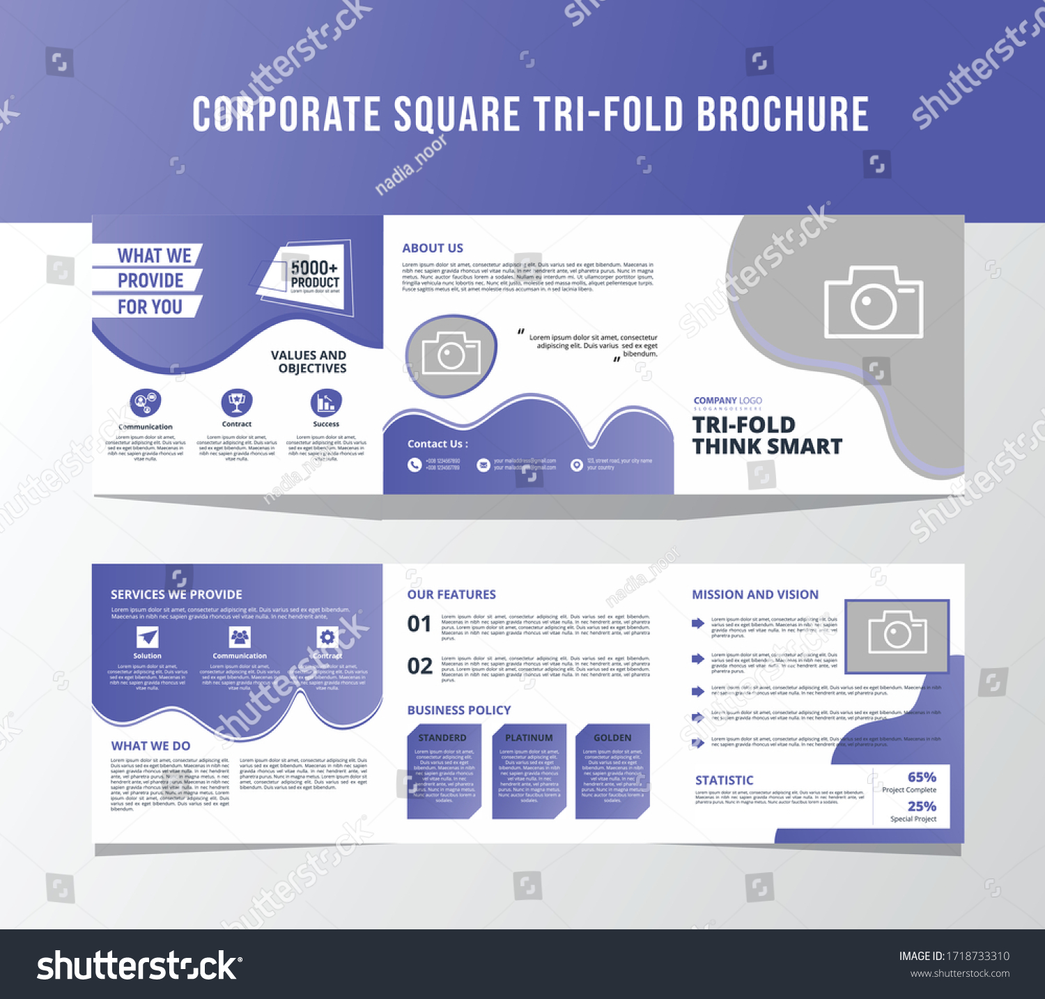 Trifold Suare Brochure Design Template Vector 库存矢量图（免版税）1718733310 ...