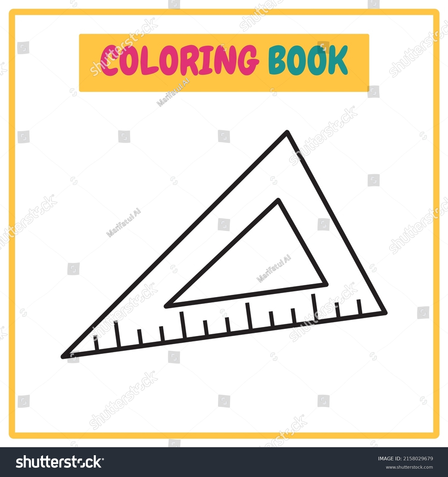 Tringular Ruler Outline Vector Illustration Stock Vector (Royalty Free ...