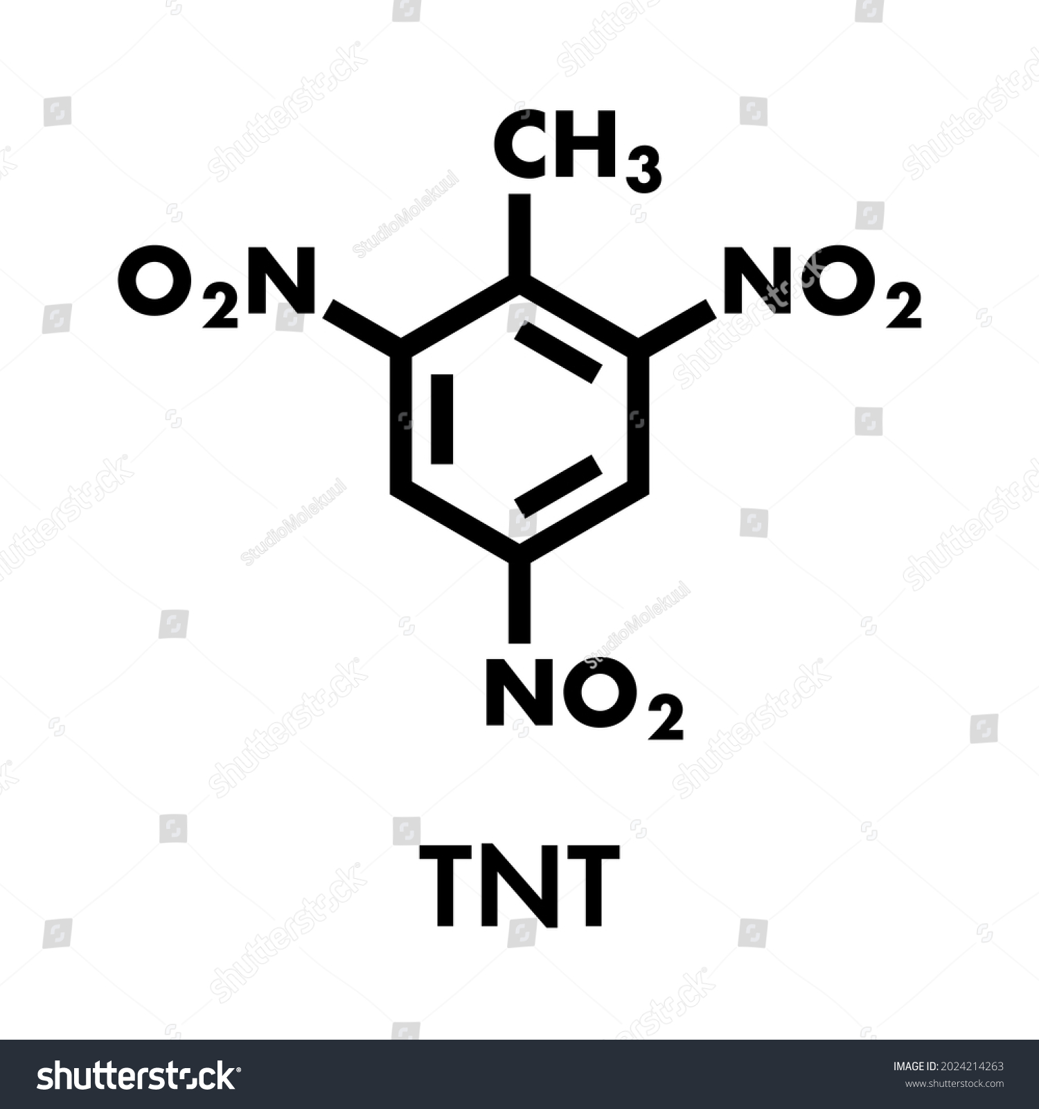 Trinitrotoluene Tnt High Explosive Molecule Skeletal: เวกเตอร์สต็อก ...