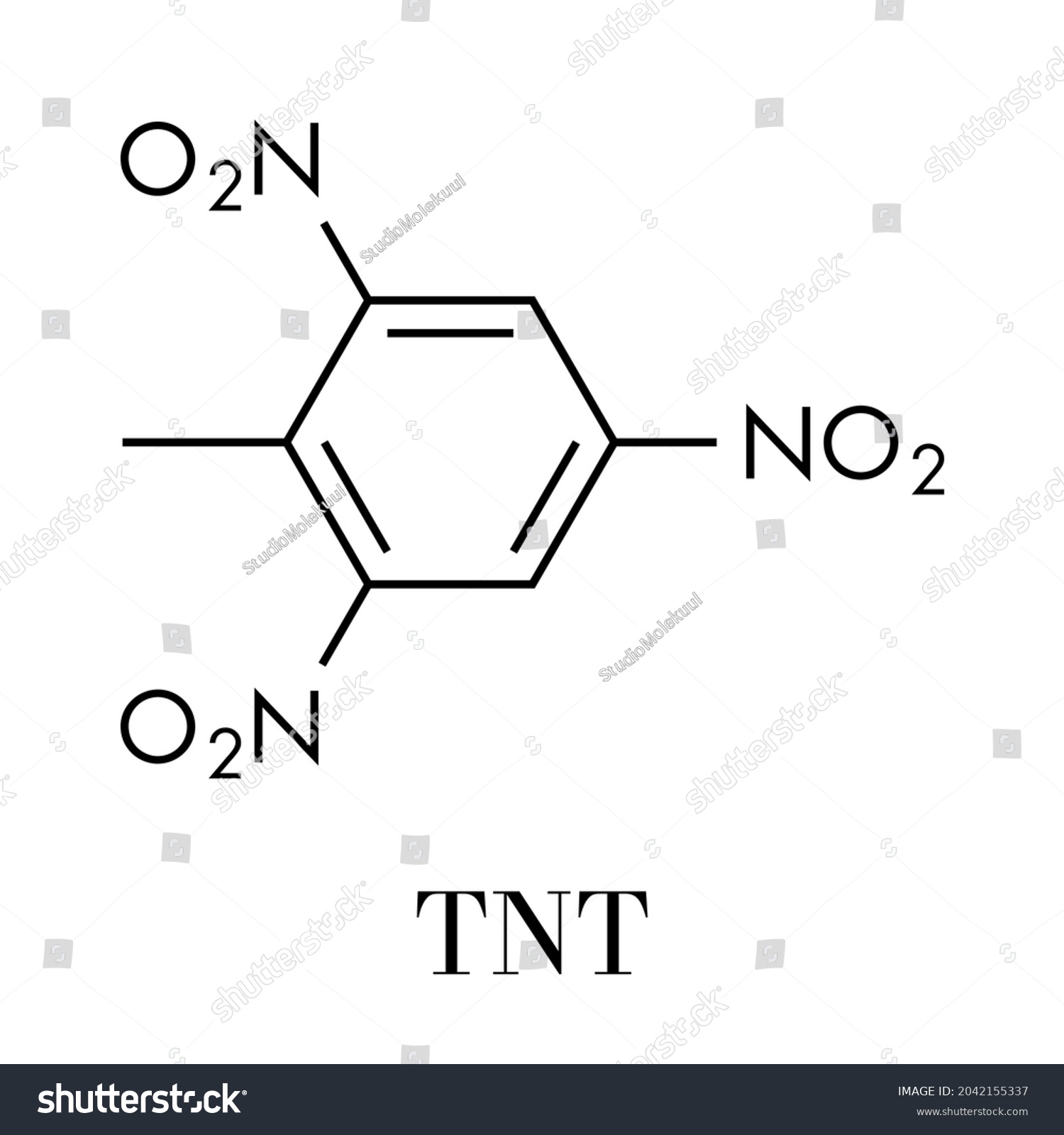 Molécula explosiva alta de trinitrotolueno (TNT).: vector de stock ...