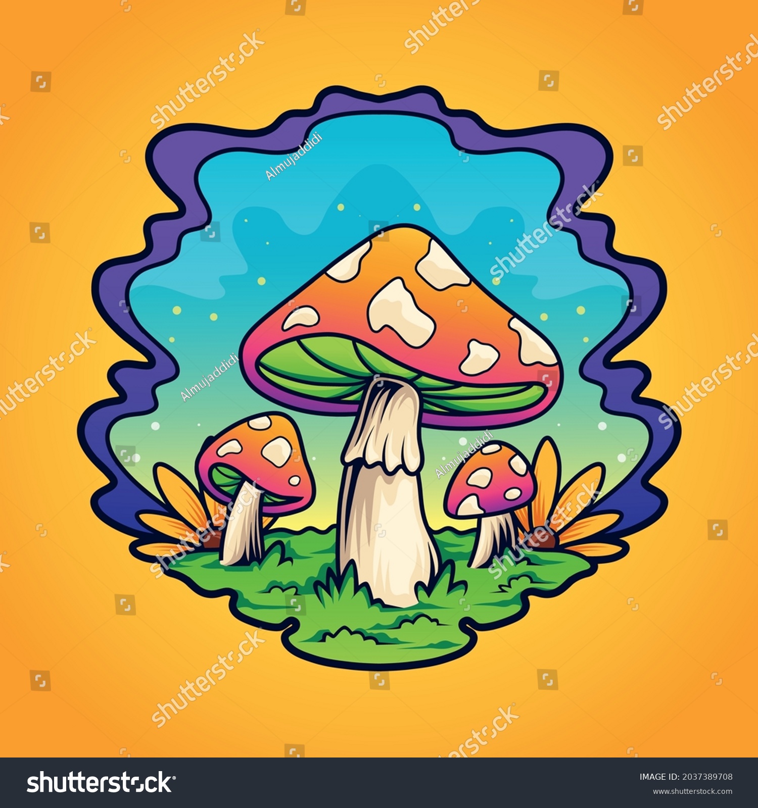Trippy Magic Mushroom Vector Illustration Stock Vector (Royalty Free ...