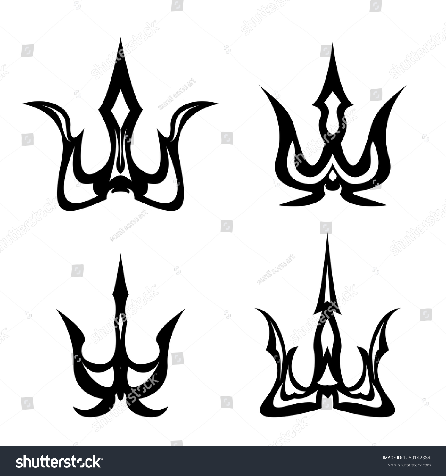 Trishul Set Head Design Vector Illustrated: เวกเตอร์สต็อก (ปลอดค่า ...