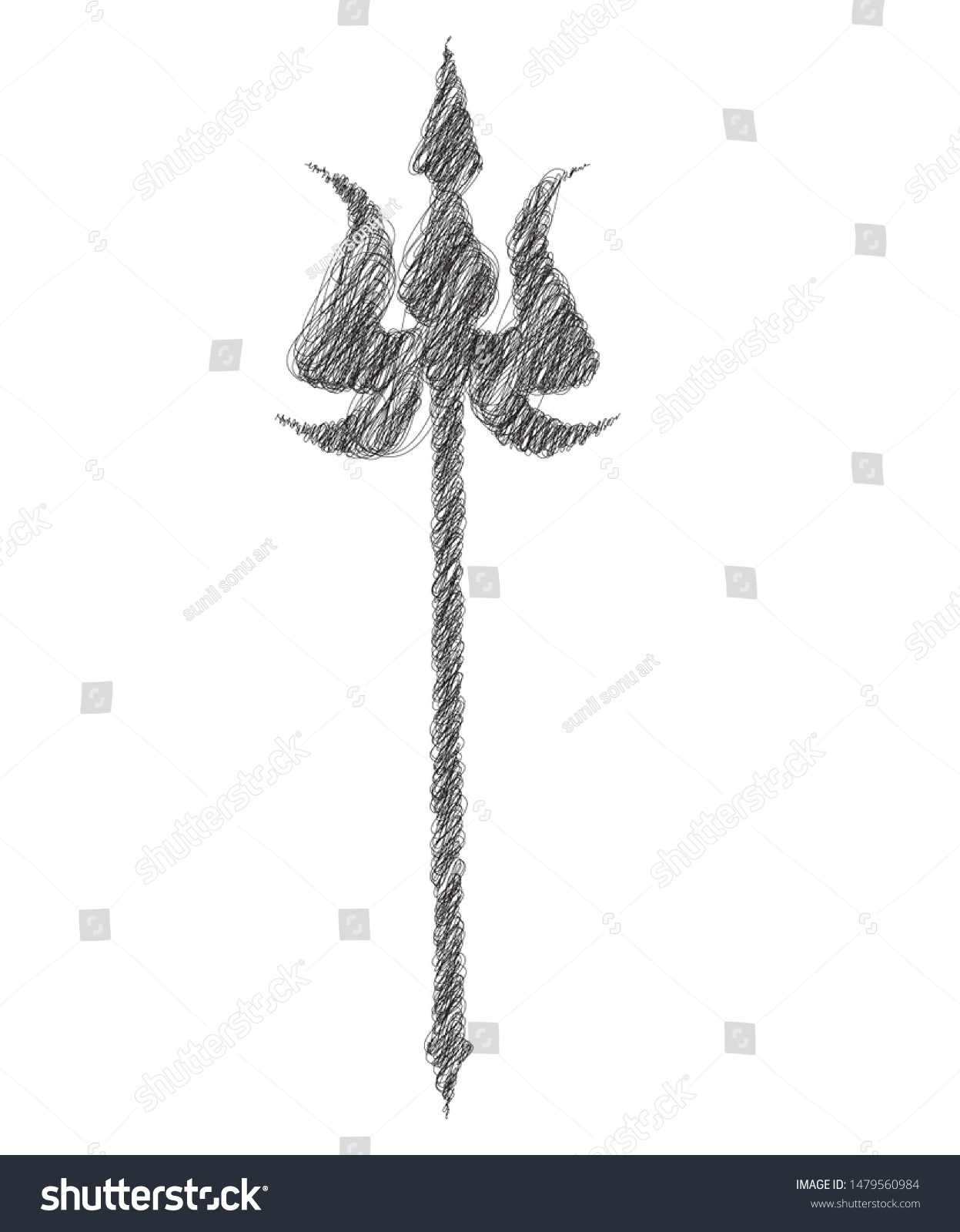 Trishul Vector Draw Design Art Stock Vector (Royalty Free) 1479560984
