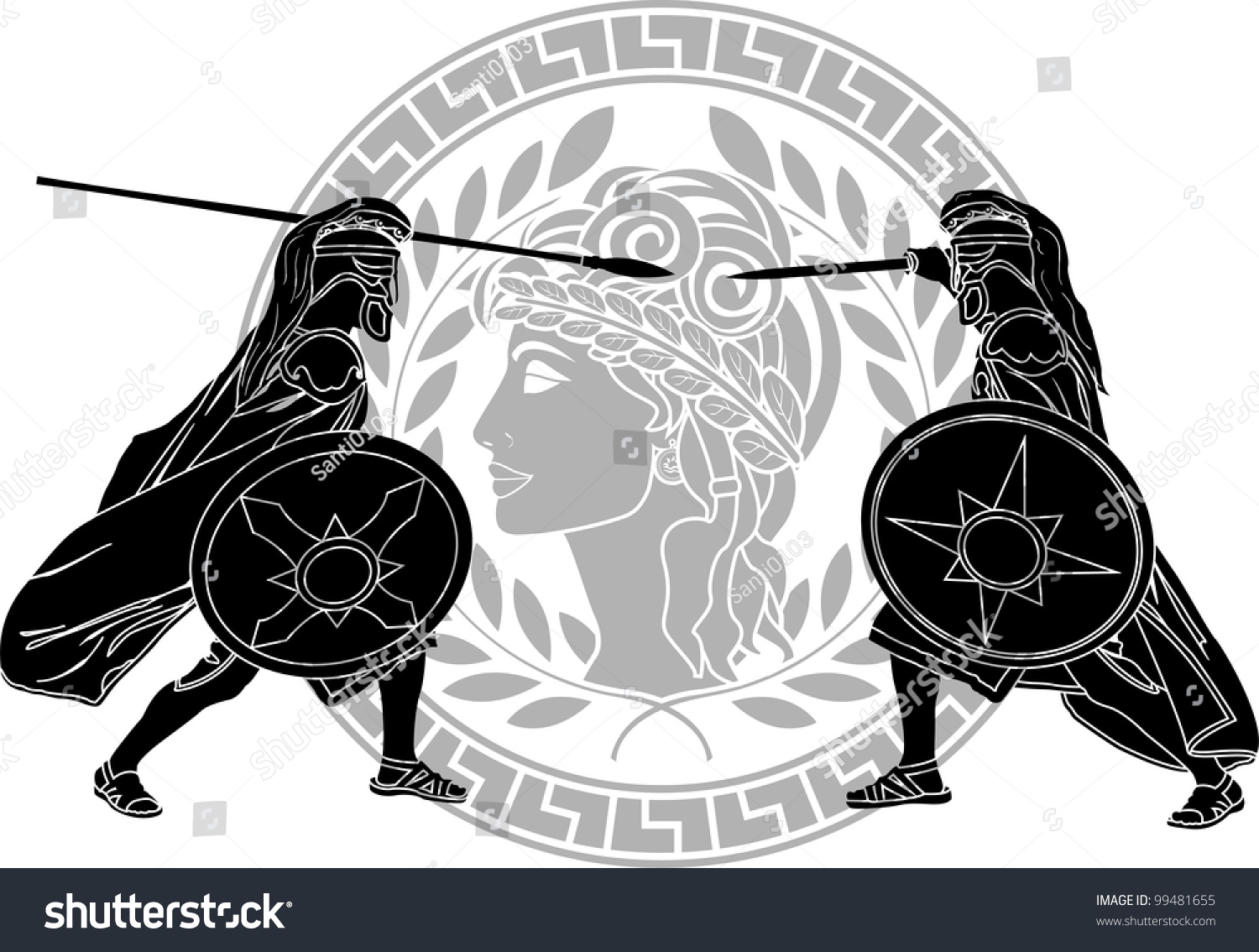 Trojan War Stencil Vector Illustration Stock Vector (Royalty Free ...