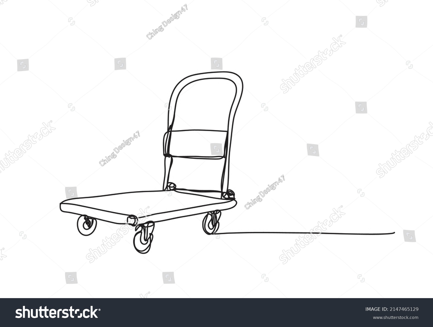 Trolley On White Background Continuous Line Stock Vector (Royalty Free ...