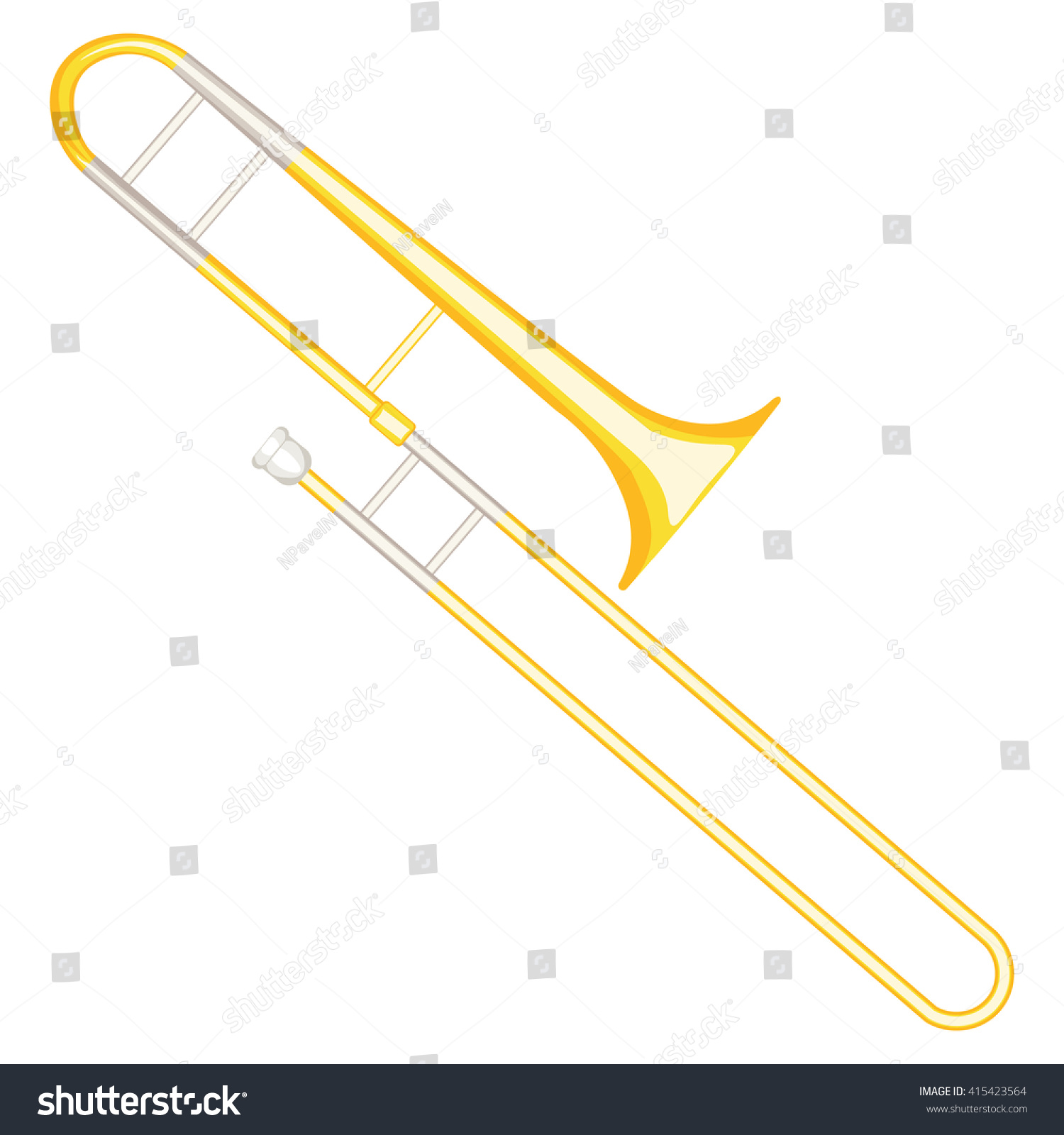 Trombone Vector Illustration Isolated On White 库存矢量图（免版税）415423564 ...