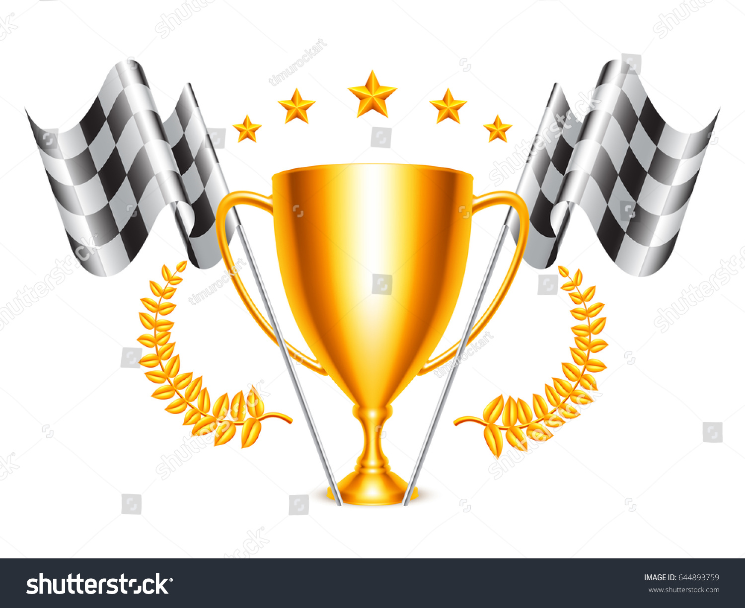 Trophy Cup Checkered Flags Stock Vector (Royalty Free) 644893759 ...