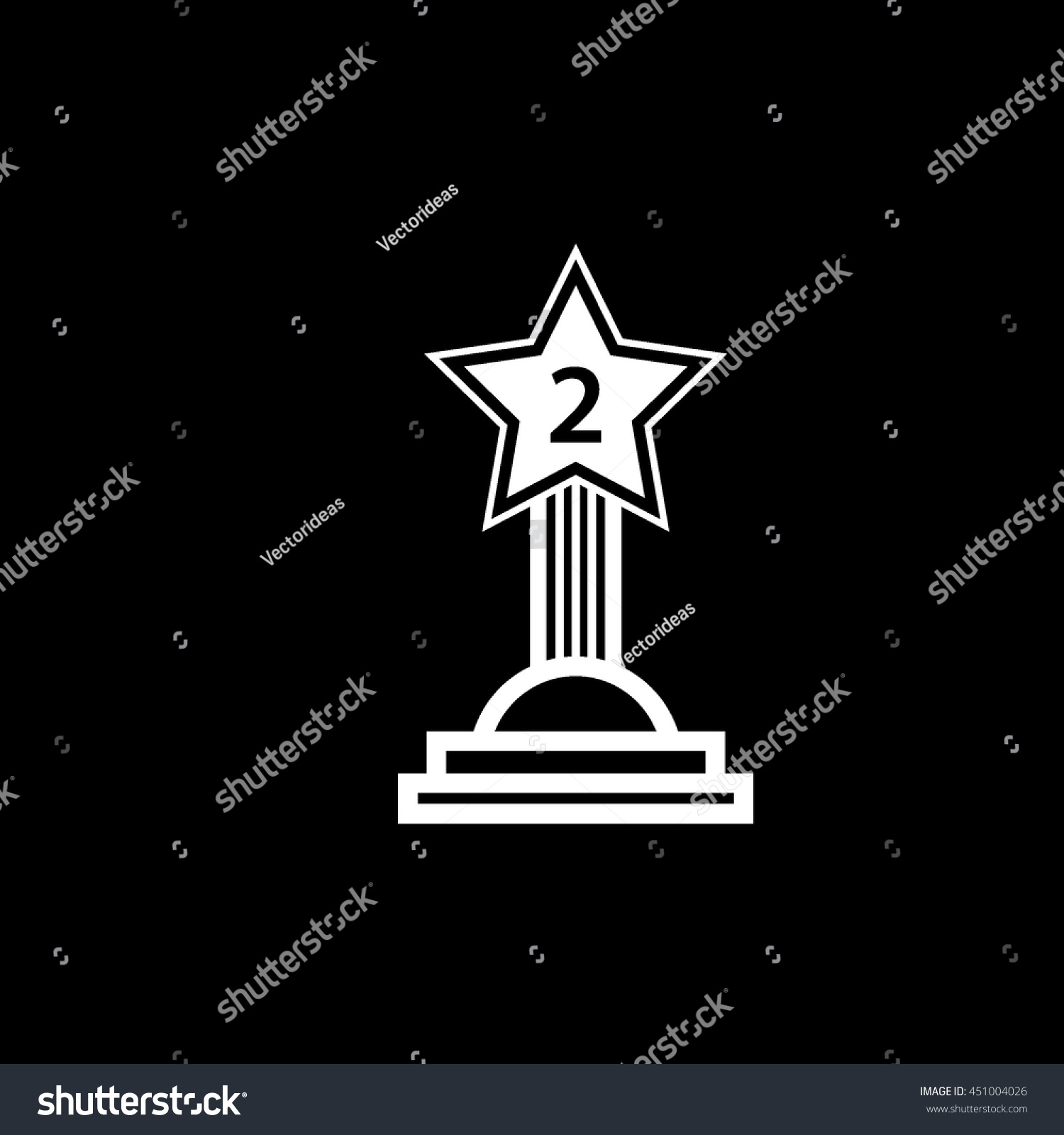 Trophy Icon 2nd Winner Flat Design Stock Vector (Royalty Free) 451004026