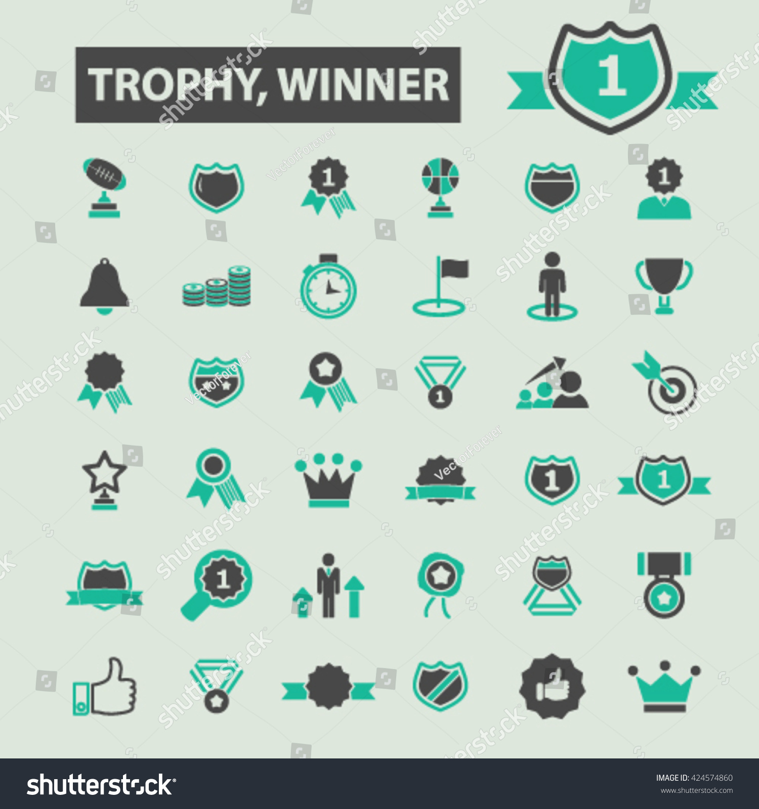 Trophy Winner Icons Stock Vector (Royalty Free) 424574860 | Shutterstock
