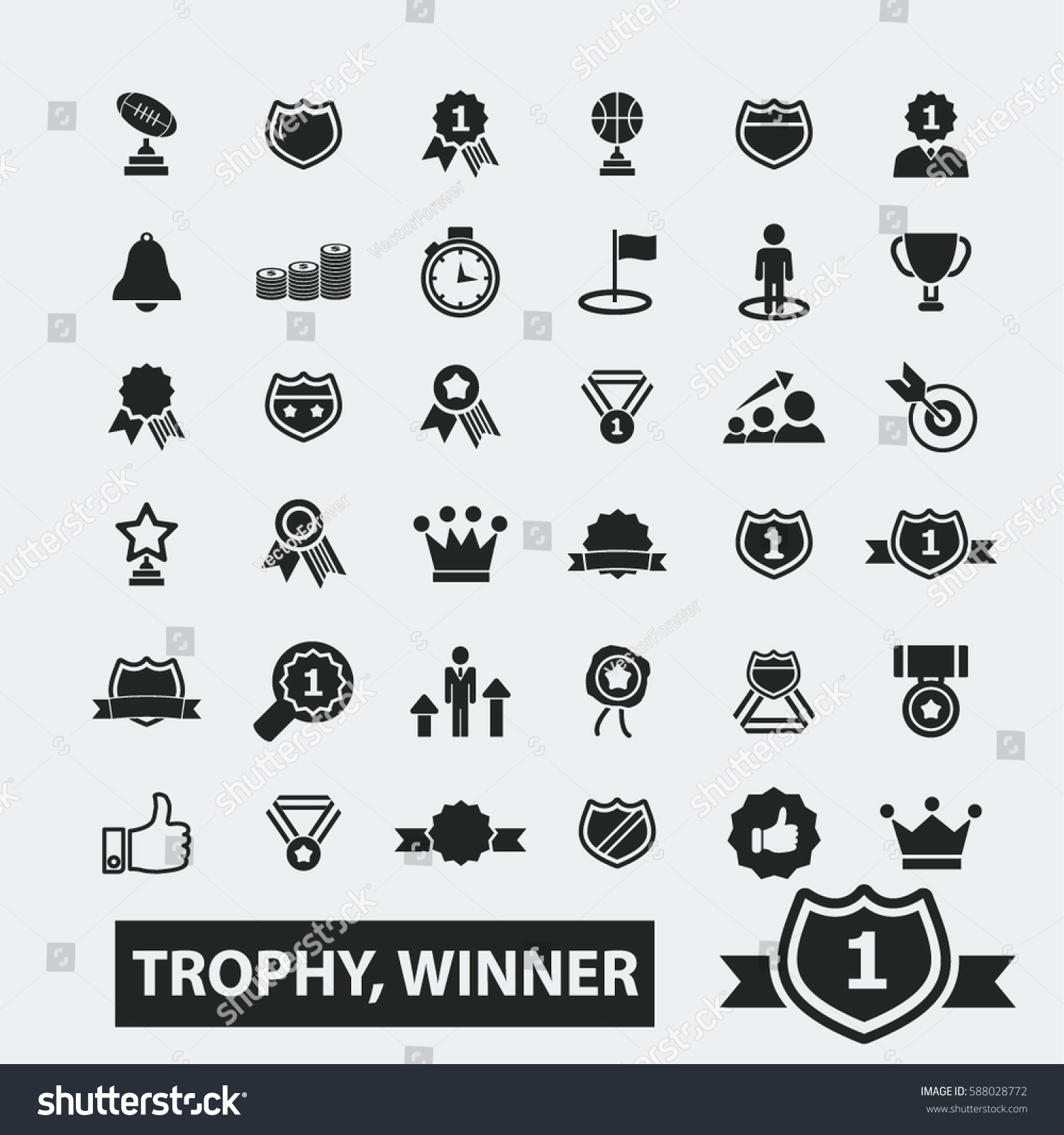 Trophy Winner Icons Stock Vector (Royalty Free) 588028772