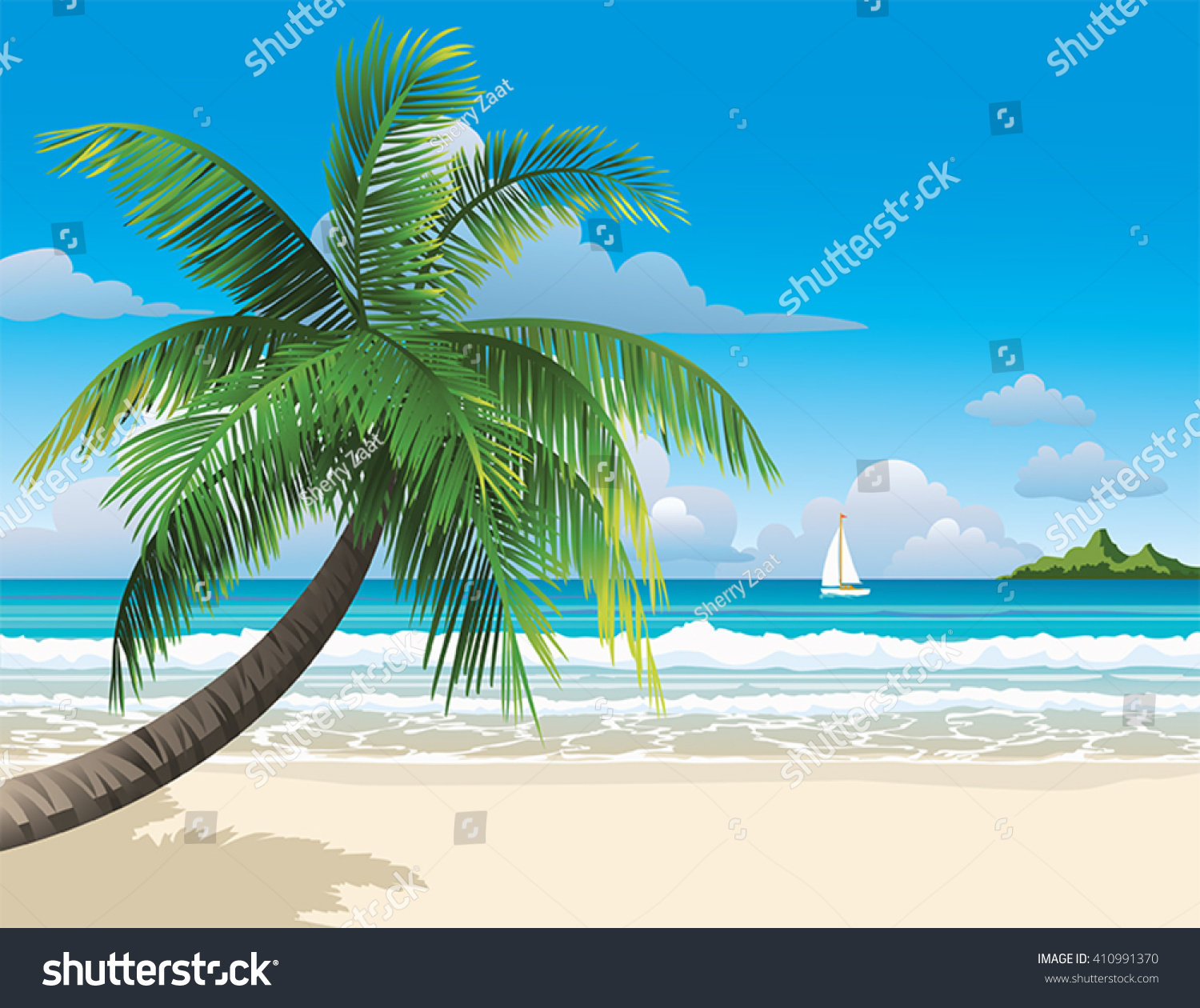 Tropical Beach Stock Vector (Royalty Free) 410991370 | Shutterstock