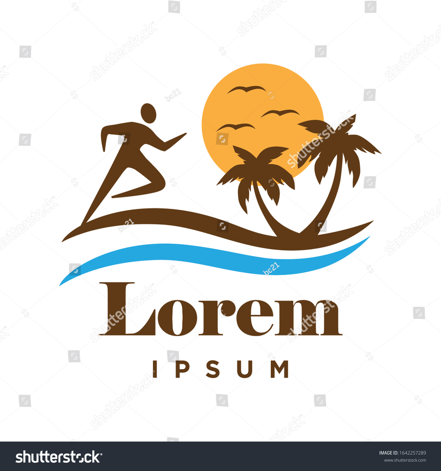Tropical Beach Runner Vector Logo Template Stock Vector (Royalty Free ...
