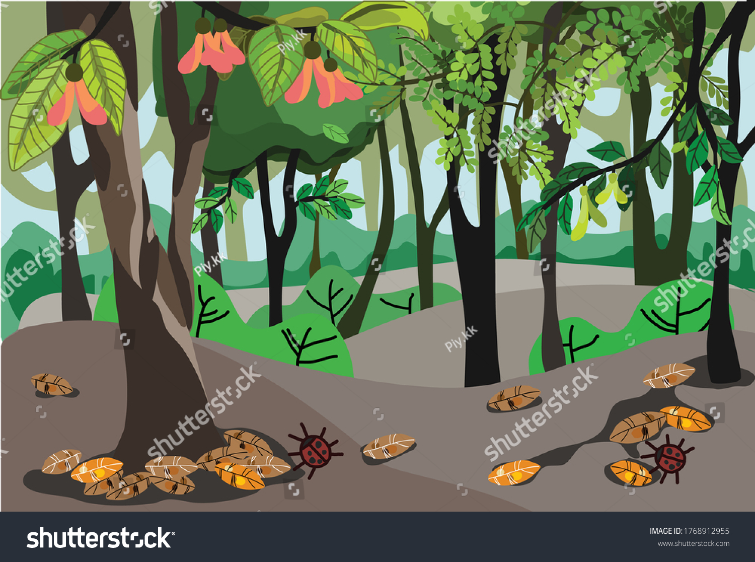 Tropical Dipterocarp Forest Drawing Vector: เวกเตอร์สต็อก (ปลอดค่า ...