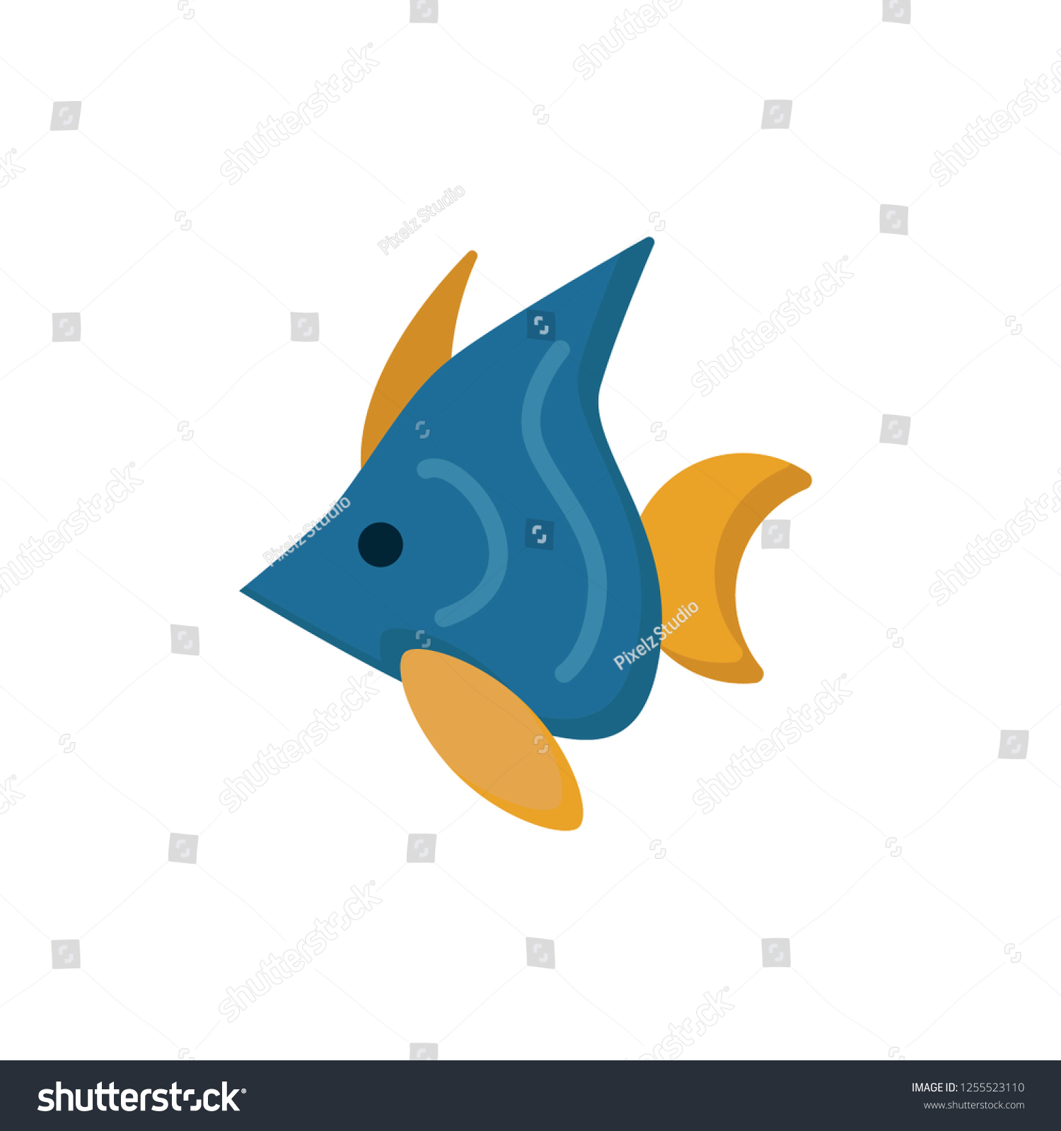 Tropical Fish Icon Vector Flat Style Stock Vector (Royalty Free) 1255523110