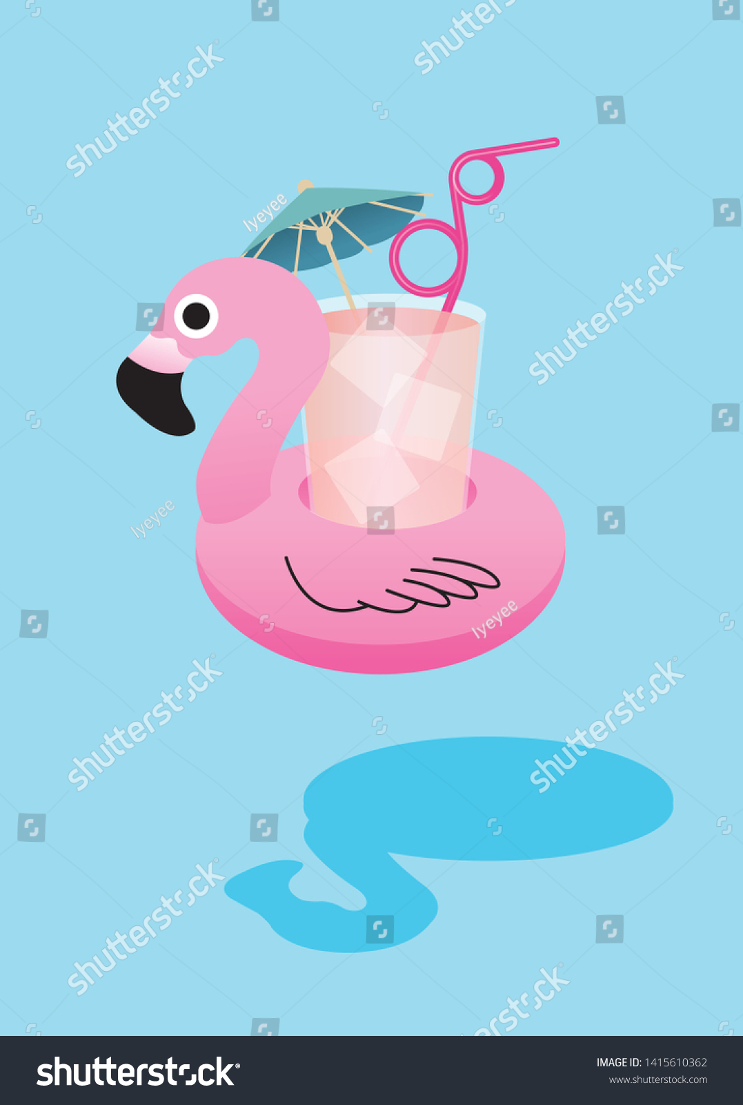 Tropical Flamingo Float Drinks Holder Vectorillustration Stock Vector ...