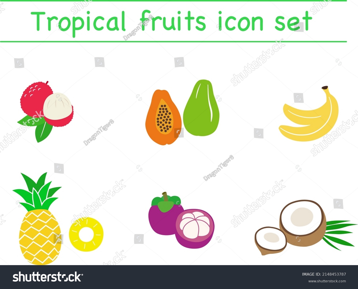 Tropical Fruit Icon Material Set Stock Vector (Royalty Free) 2148453787 ...