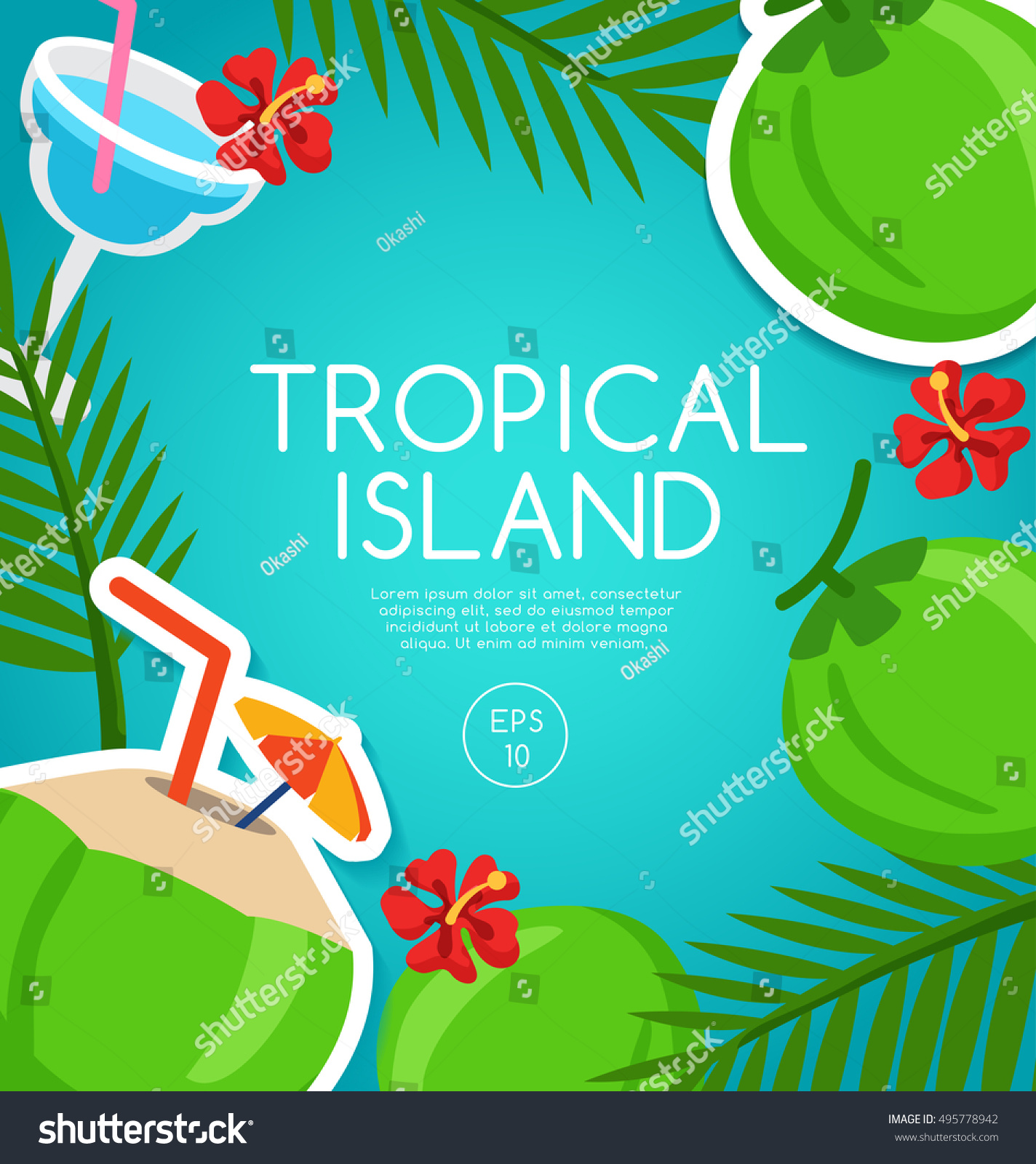 Tropical Island Island Elements Vector Illustration Stock Vector