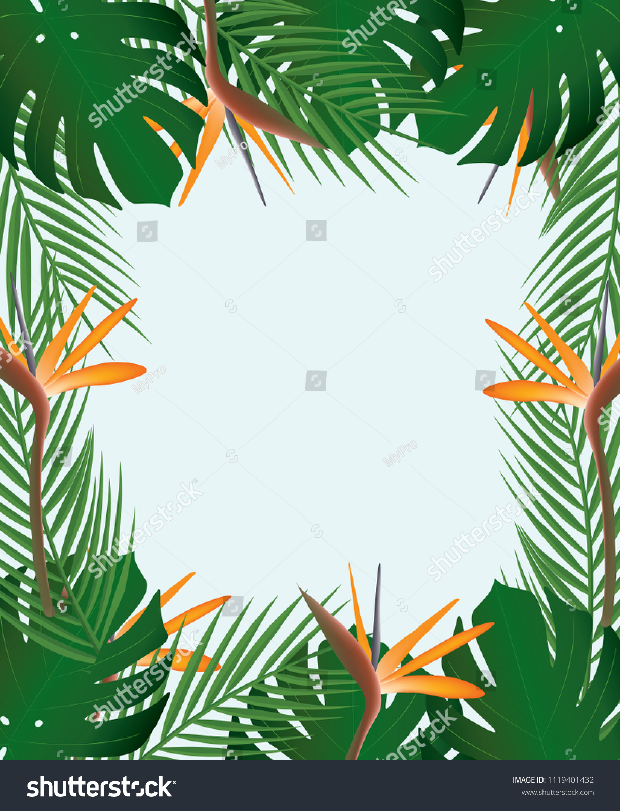 Tropical Leaf Frame Vector Illustration Stock Vector (Royalty Free ...