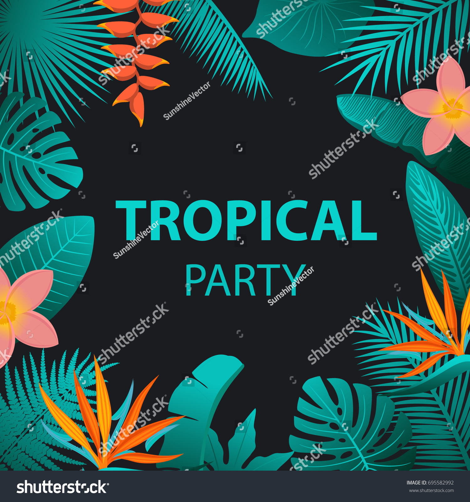 Tropical Night Party Background: vector de stock (libre de regalías ...
