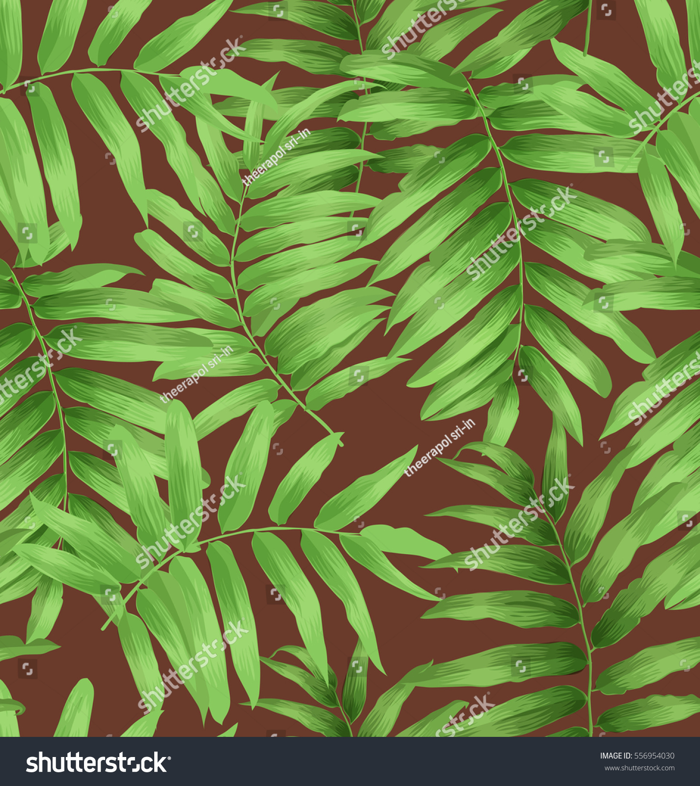 Tropical Palm Leaves Seamless Pattern Stock Vector (Royalty Free ...