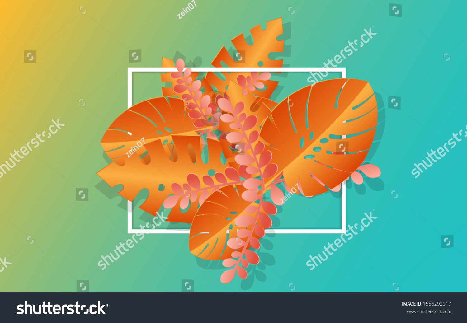 Tropical Paper Palm Monstera Leaves Frame Stock Vector (Royalty Free ... Tropical Paper Palm Monstera Leaves Frame Stock Vector (Royalty Free ...