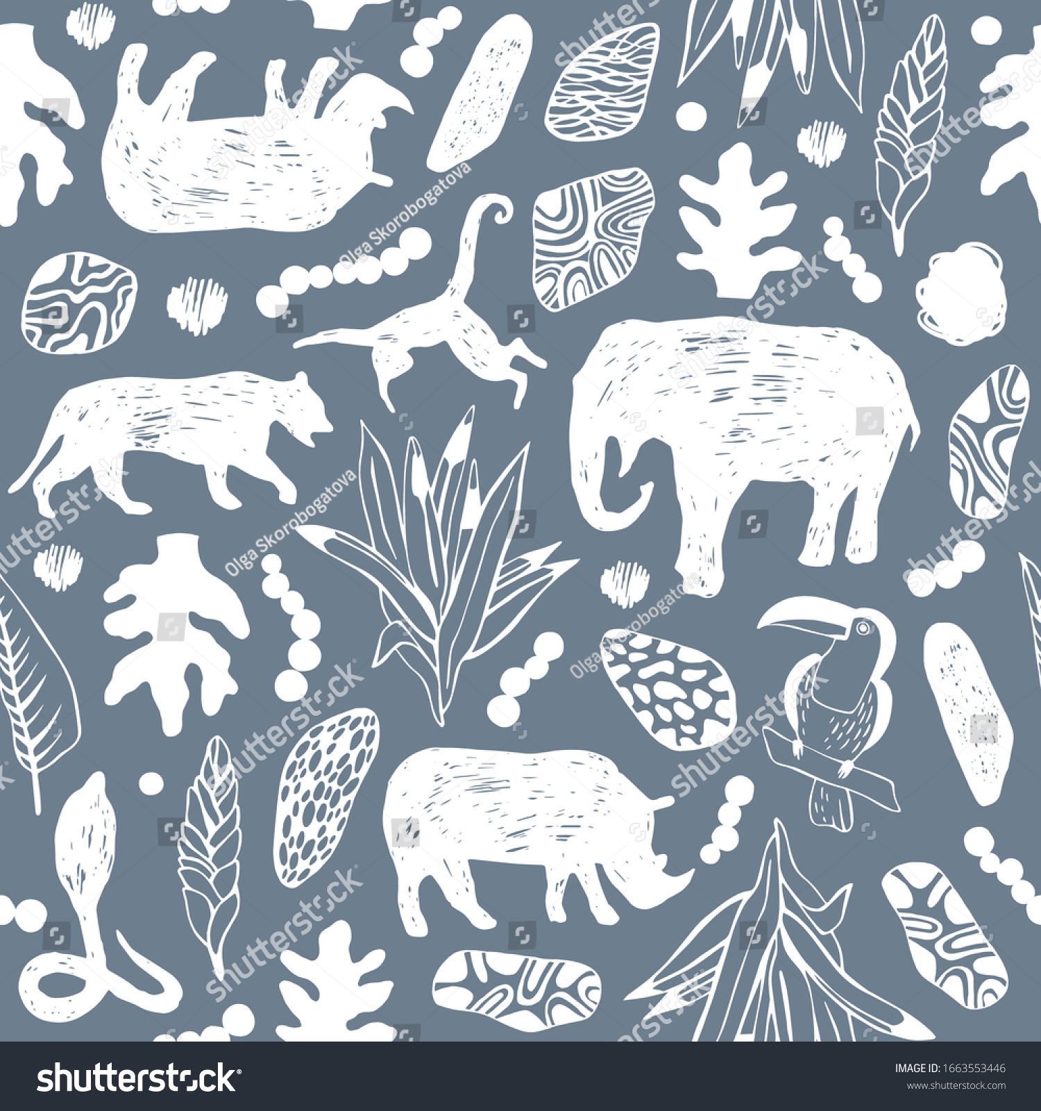 Tropical Seamless Pattern Safari Wallpaper Stock Vector (Royalty Free ...