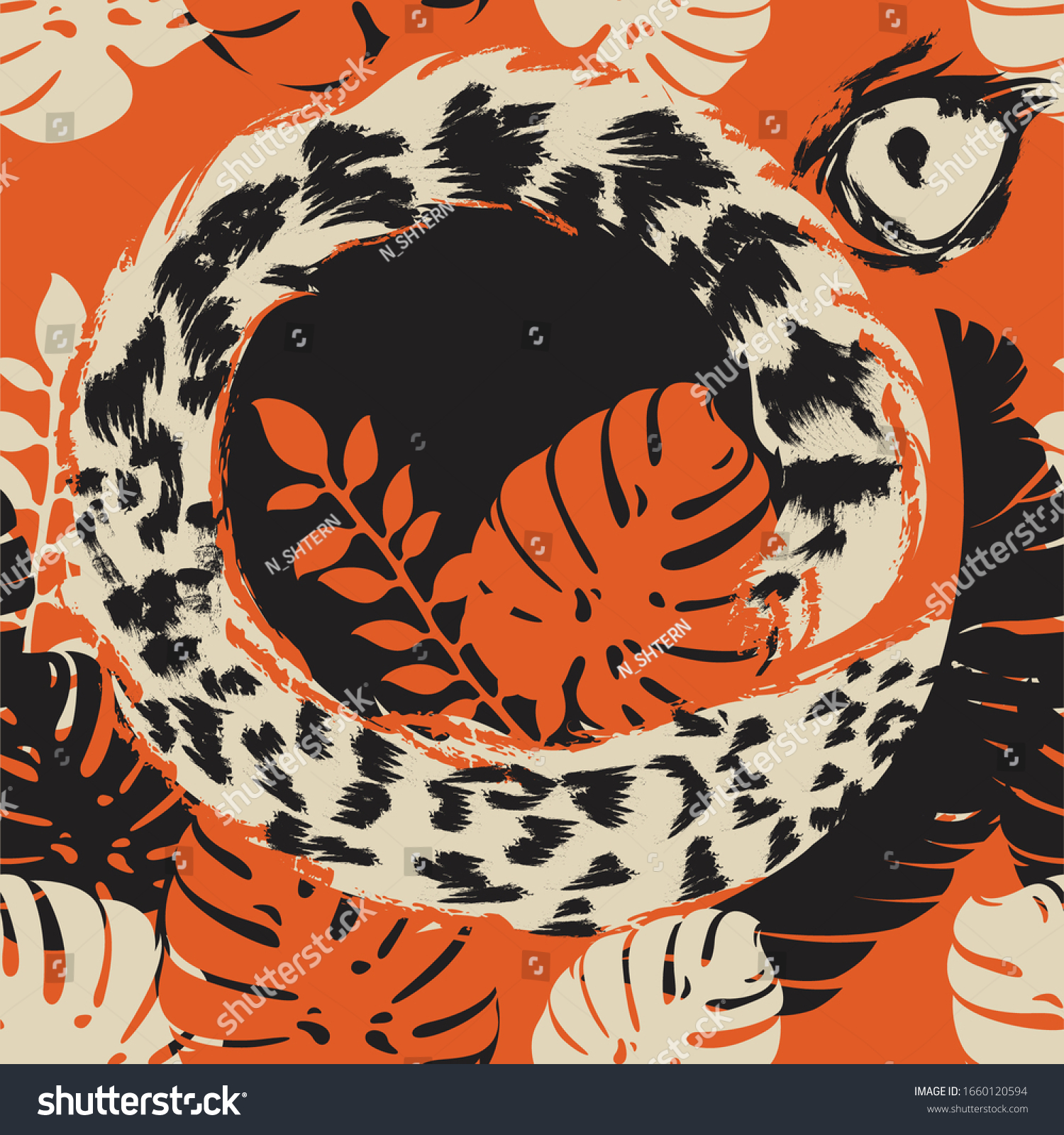 Tropical Seamless Pattern Leopard Tail On Stock Vector (Royalty Free ...