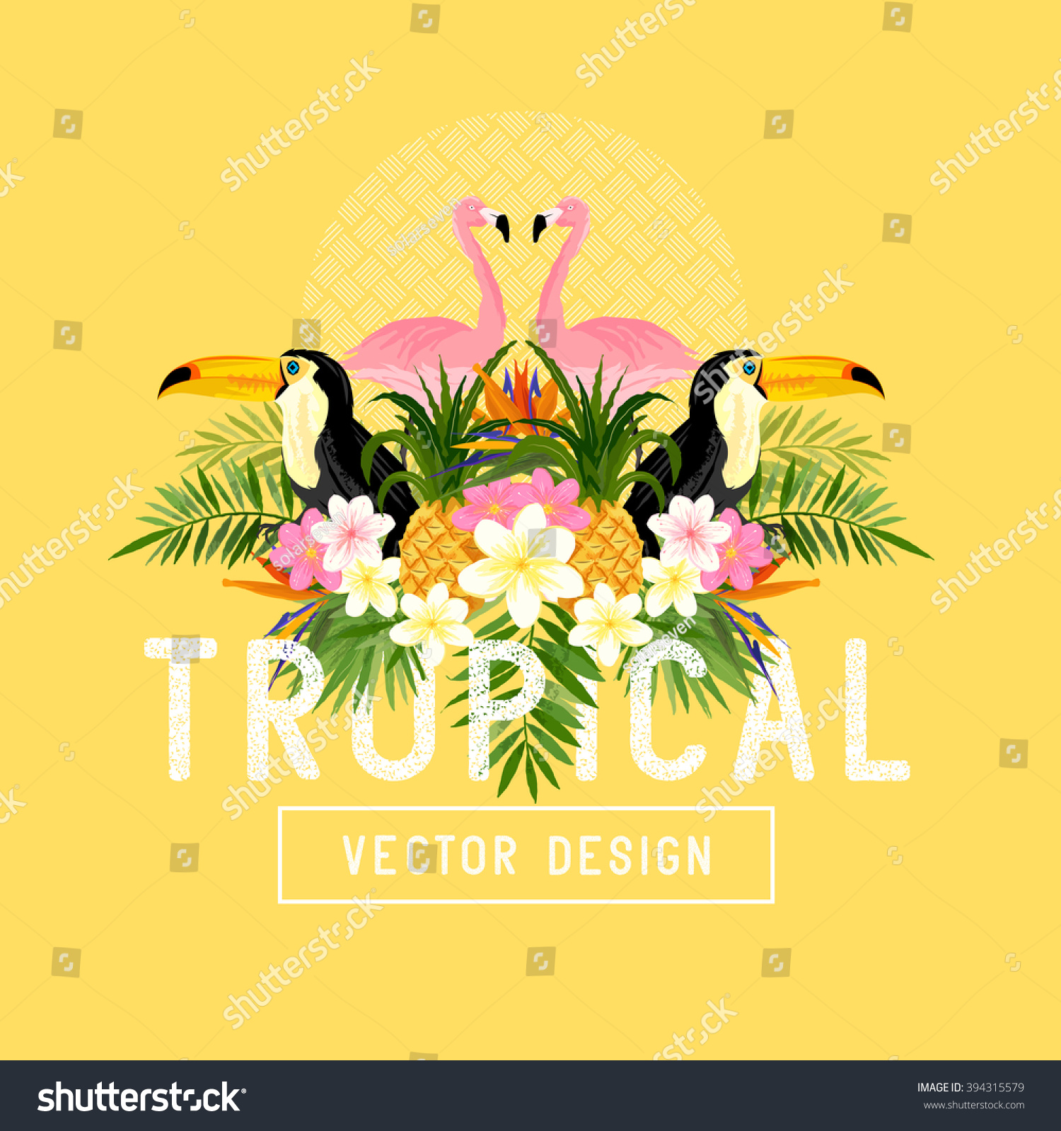 Tropical Summer Themed Vector Stock Vector 394315579 - Shutterstock