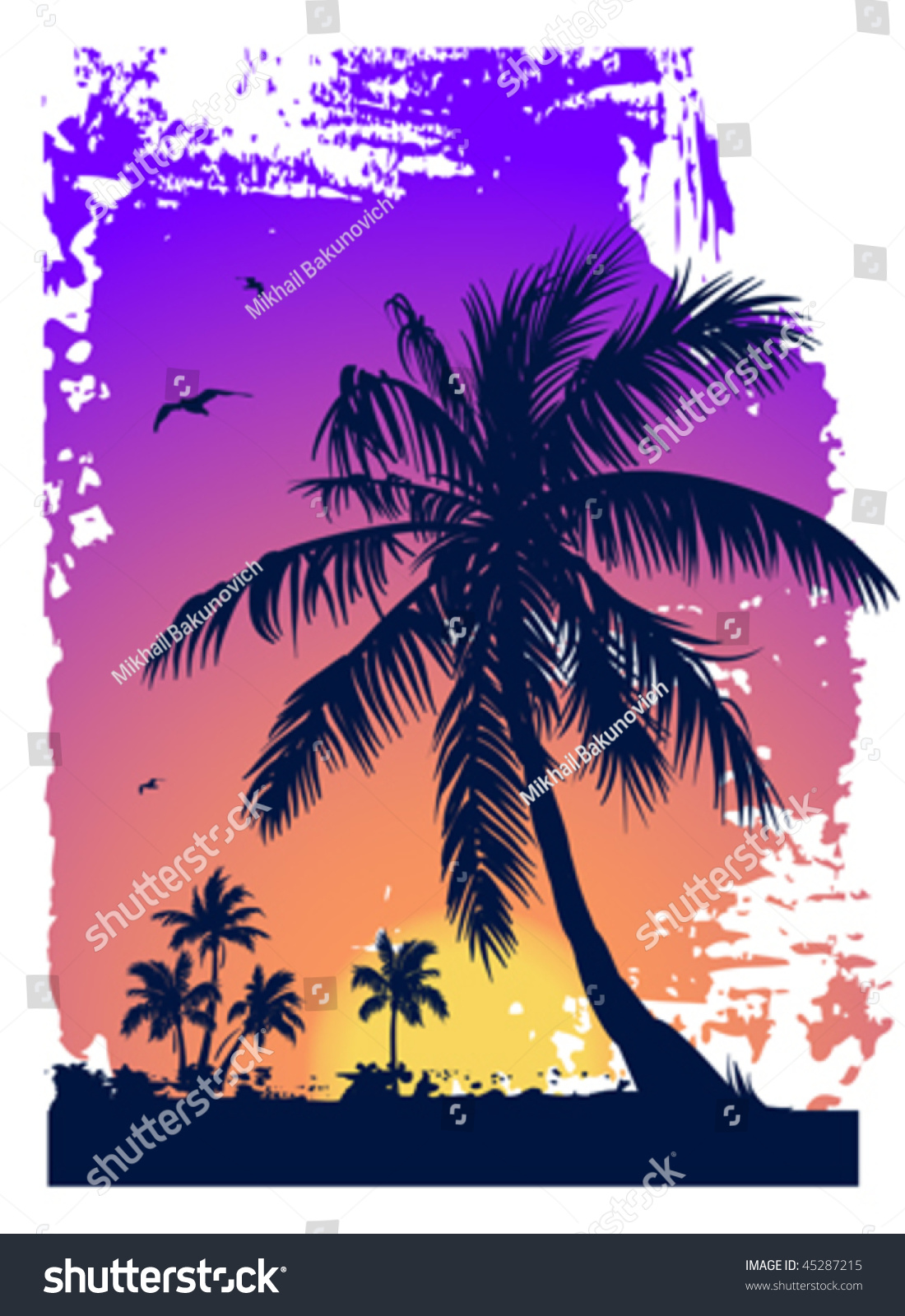 Tropical Sunset Stock Vector (Royalty Free) 45287215 | Shutterstock