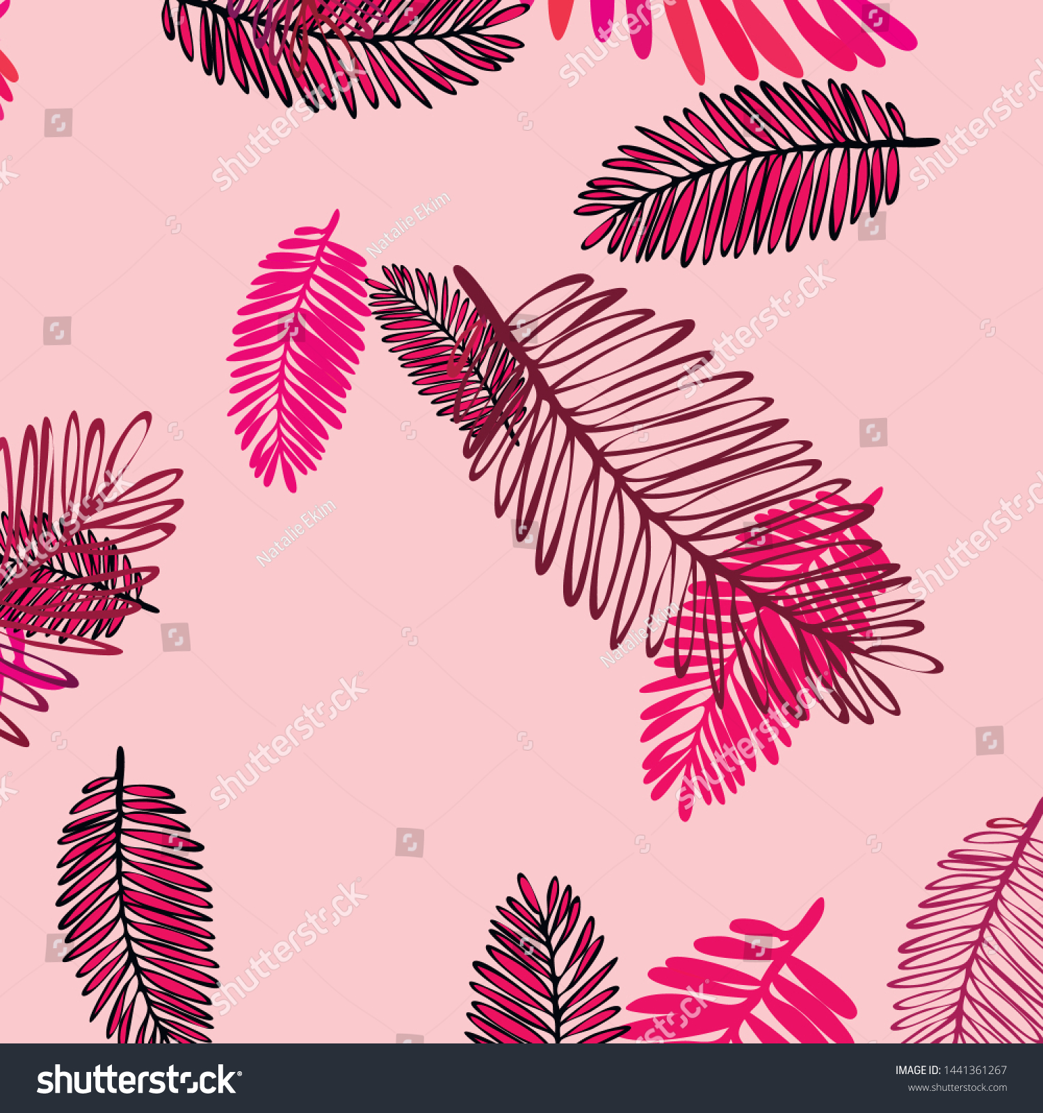 Tropical Vector Background Postcard Tree Leaves Stock Vector (Royalty ...