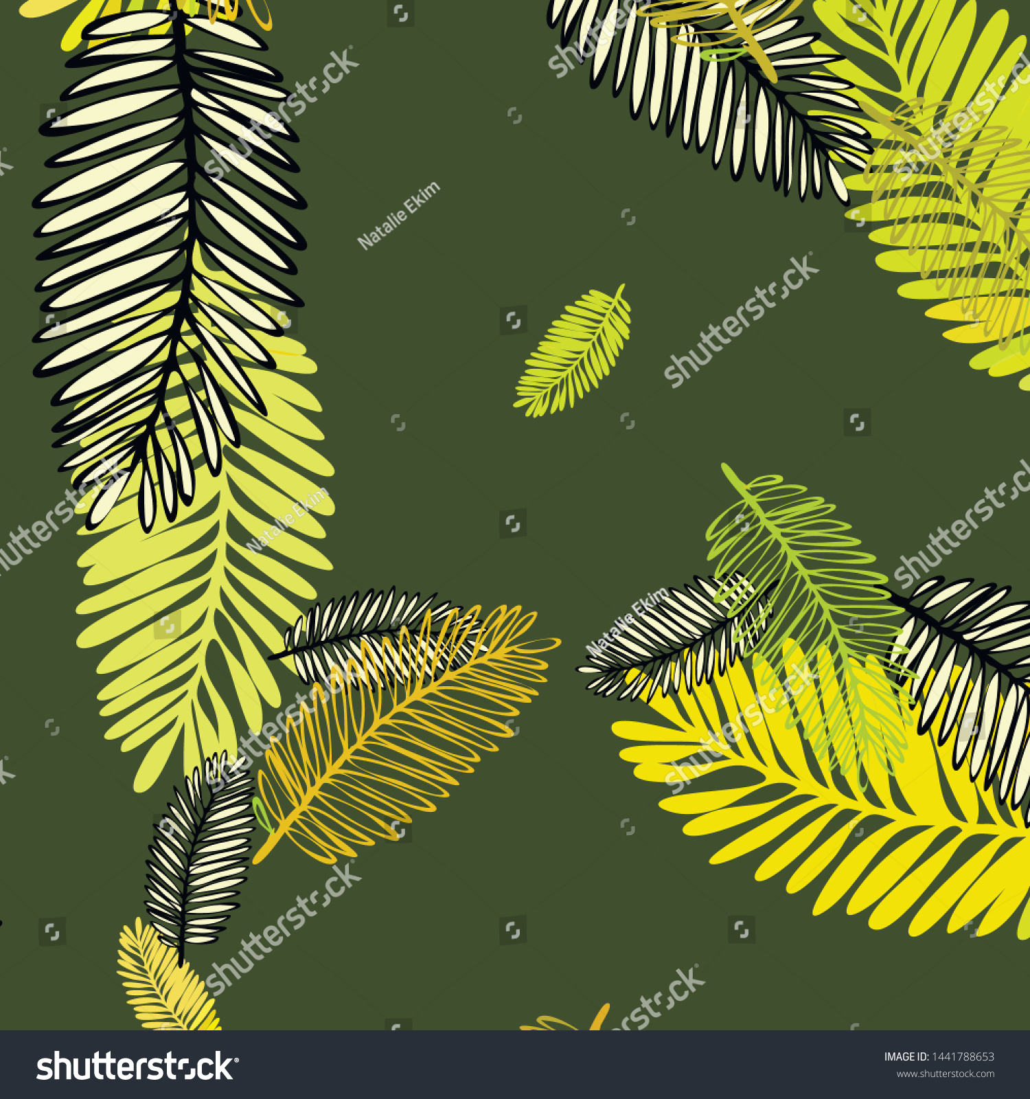 Tropical Vector Background Postcard Tree Leaves Stock Vector (Royalty ...