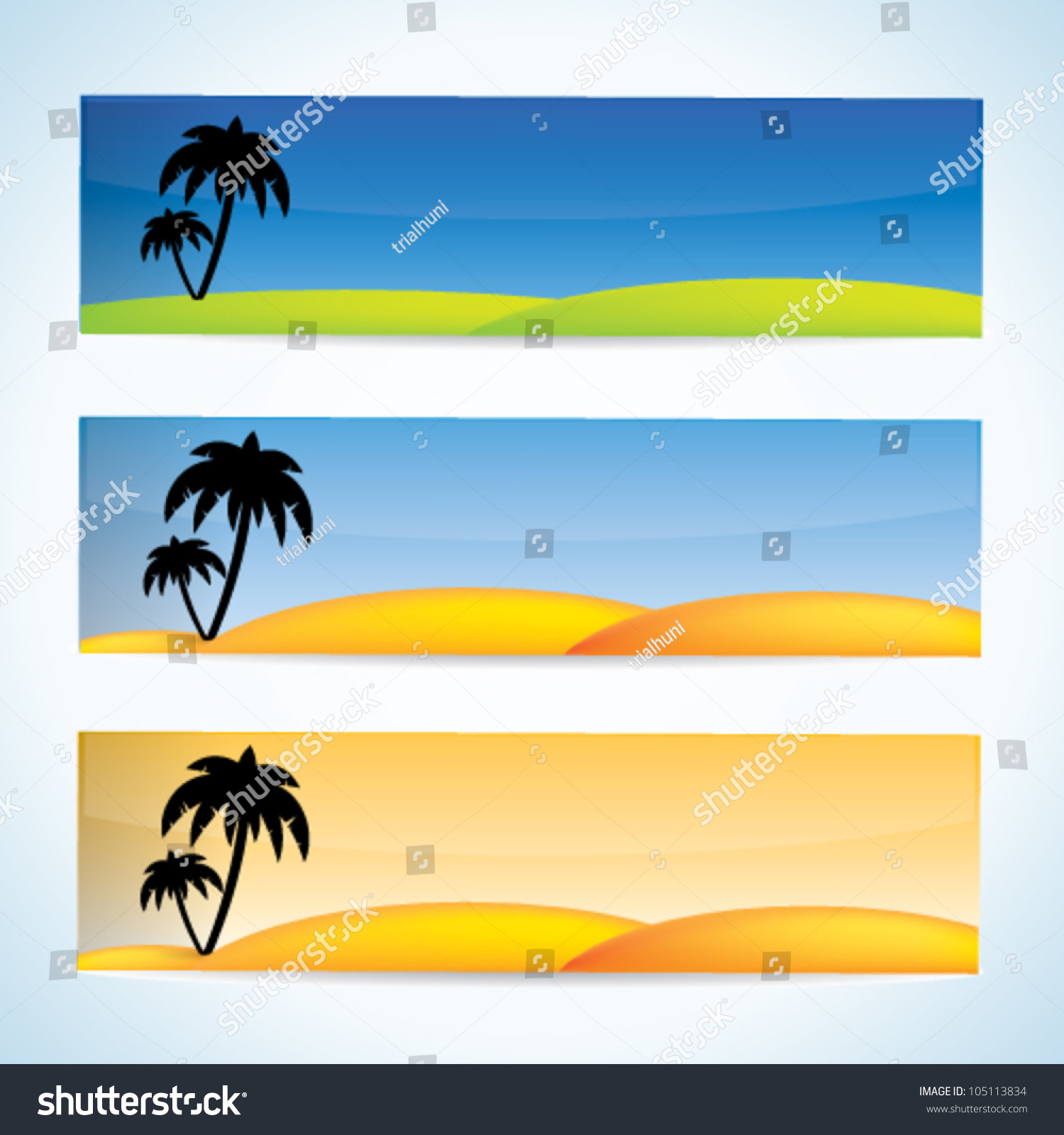 Tropical Vector Banner Set Stock Vector (Royalty Free) 105113834