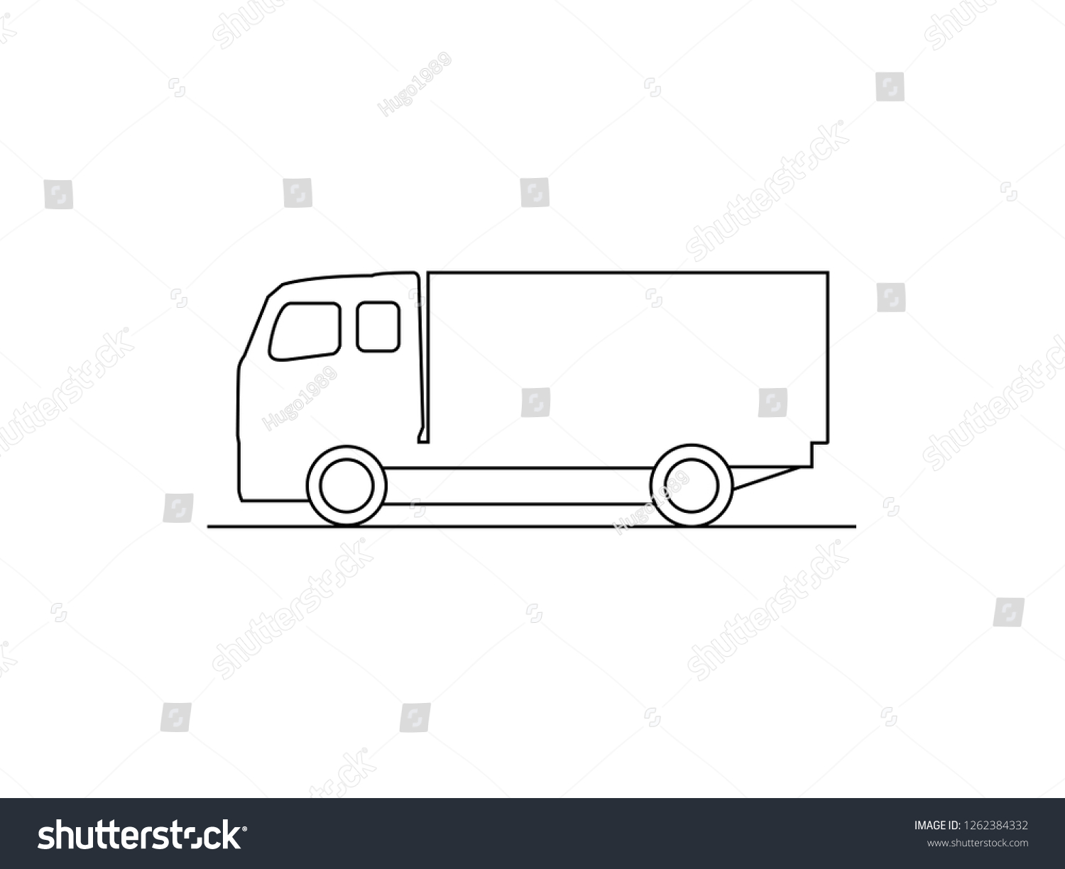 Truck Side View Line Drawing Vector Stock Vector (Royalty Free) 1262384332