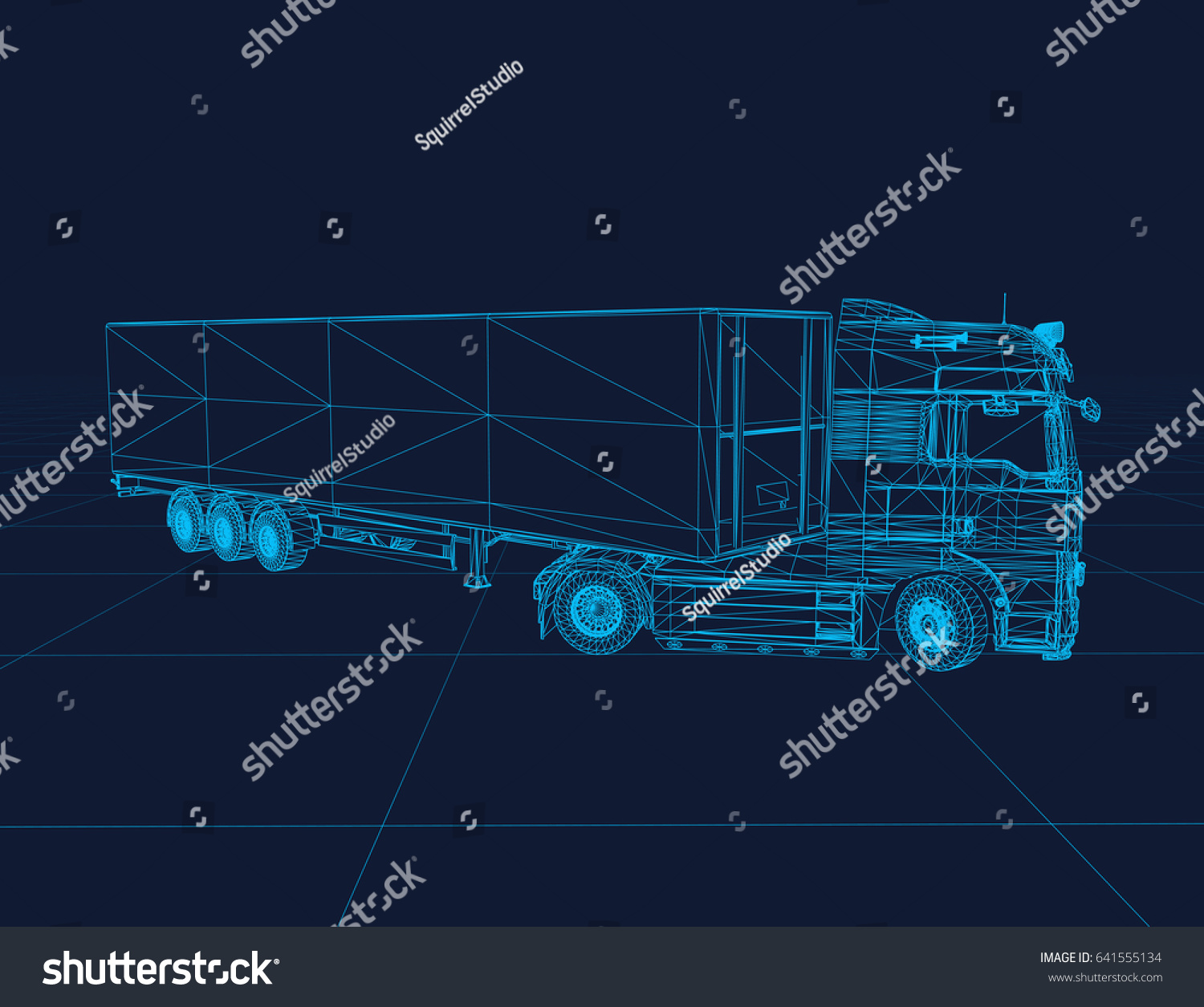 Truck Wireframe Perspective 3d Technology Vector Stock Vector (Royalty ...