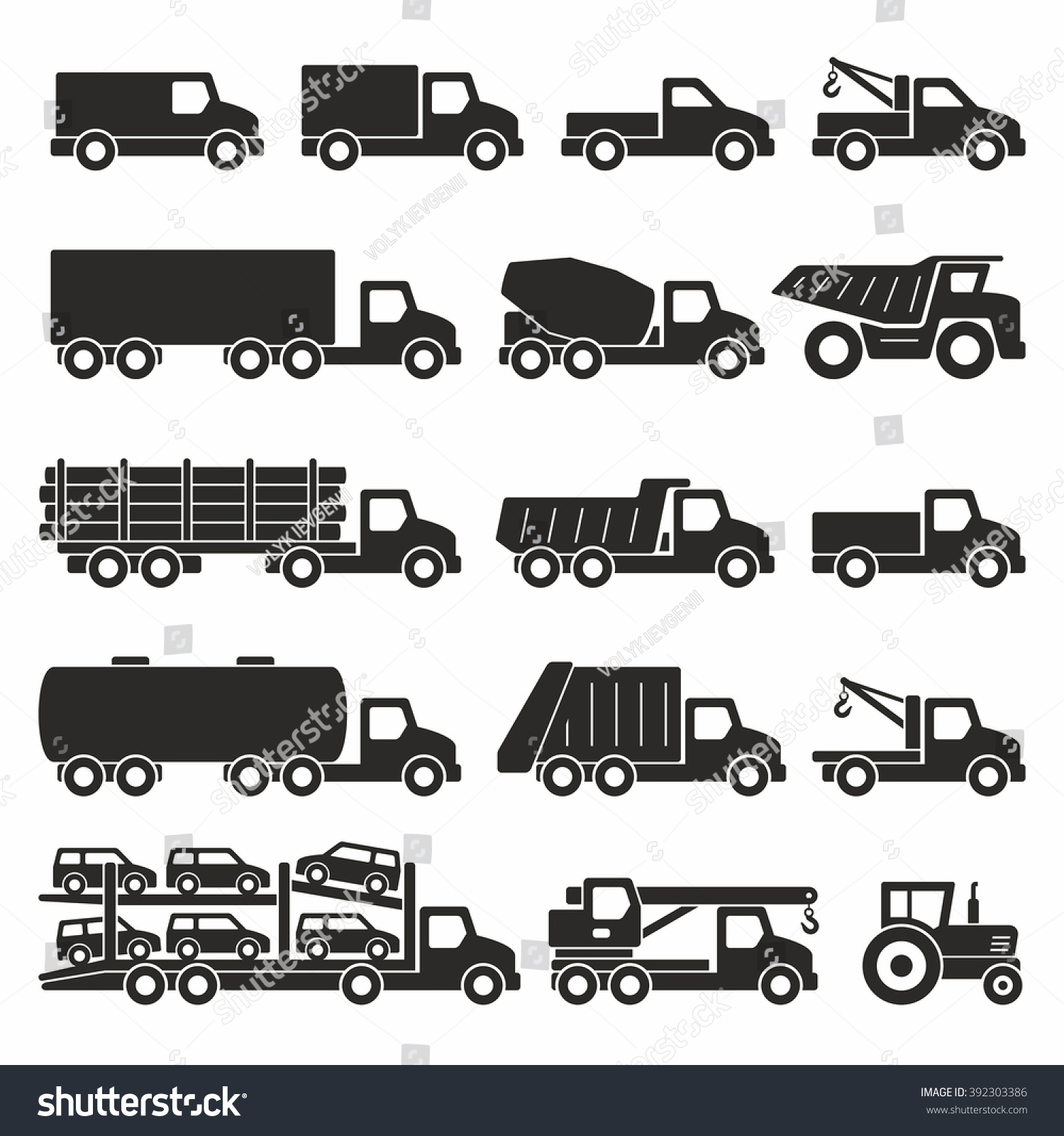 Trucks Icons Set Stock Vector (Royalty Free) 392303386