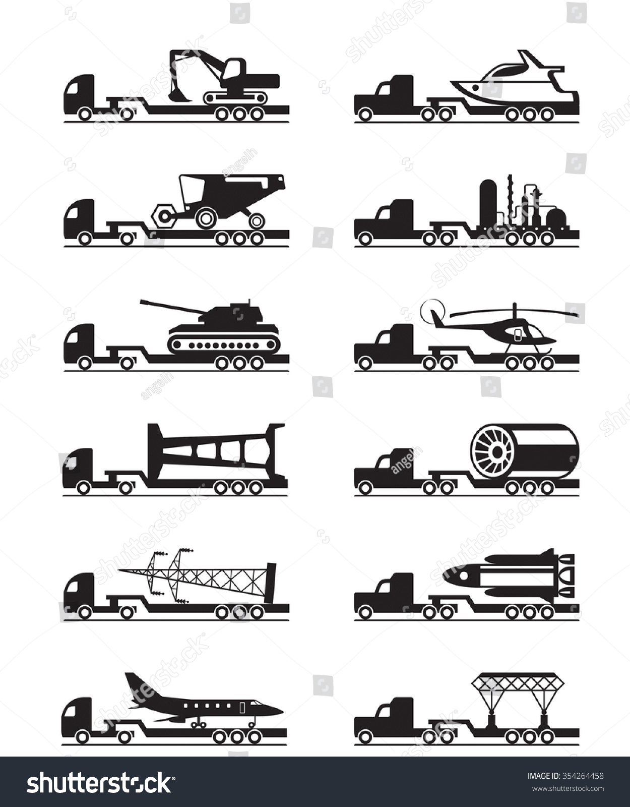 Trucks Oversized Loads Vector Illustration Stock Vector (Royalty Free ...