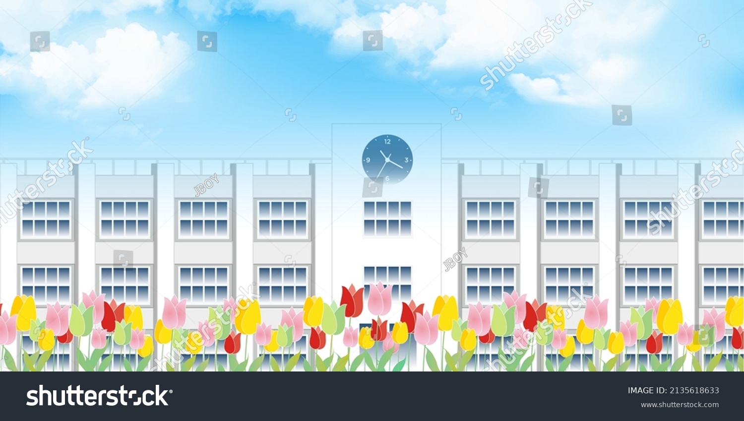 Tulip School Flower Spring Background Stock Vector (Royalty Free ...