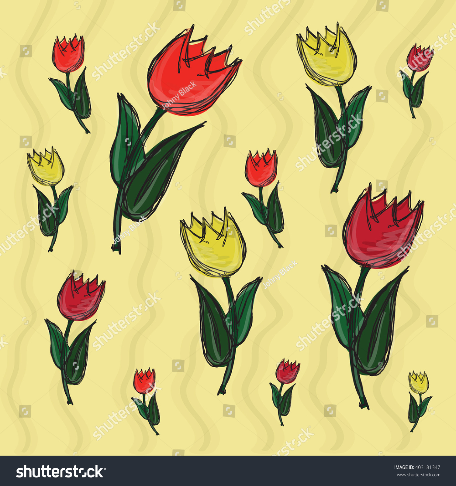 Tulip Sketch Pattern Backgrounds Vector Illustration 库存矢量图（免版税 ...