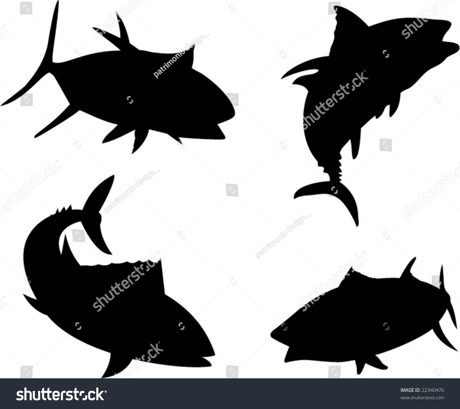 Siluetas de atún: vector de stock (libre de regalías) 22340476