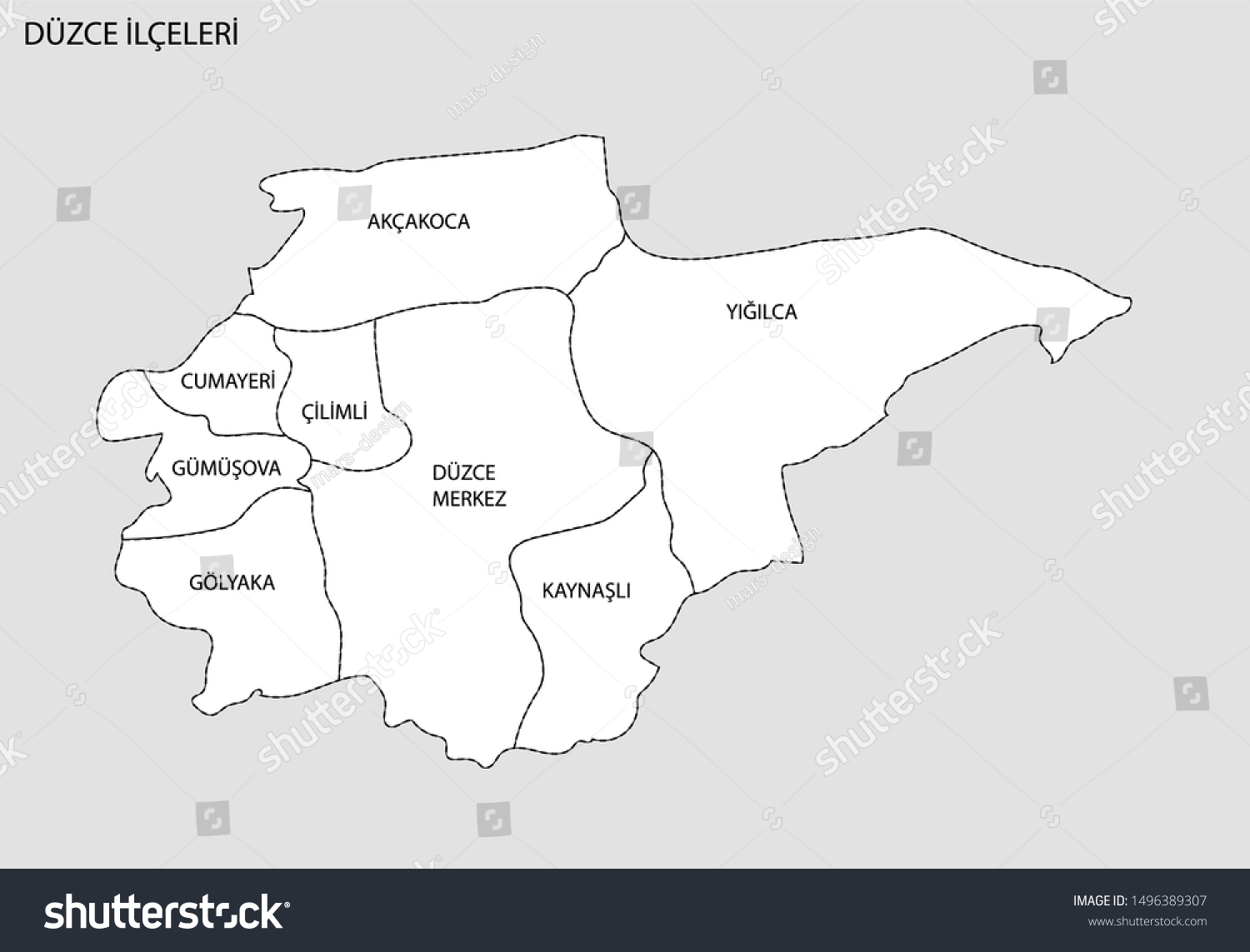 Turkey Duzce Map Vector Districts: เวกเตอร์สต็อก (ปลอดค่าลิขสิทธิ์ ...