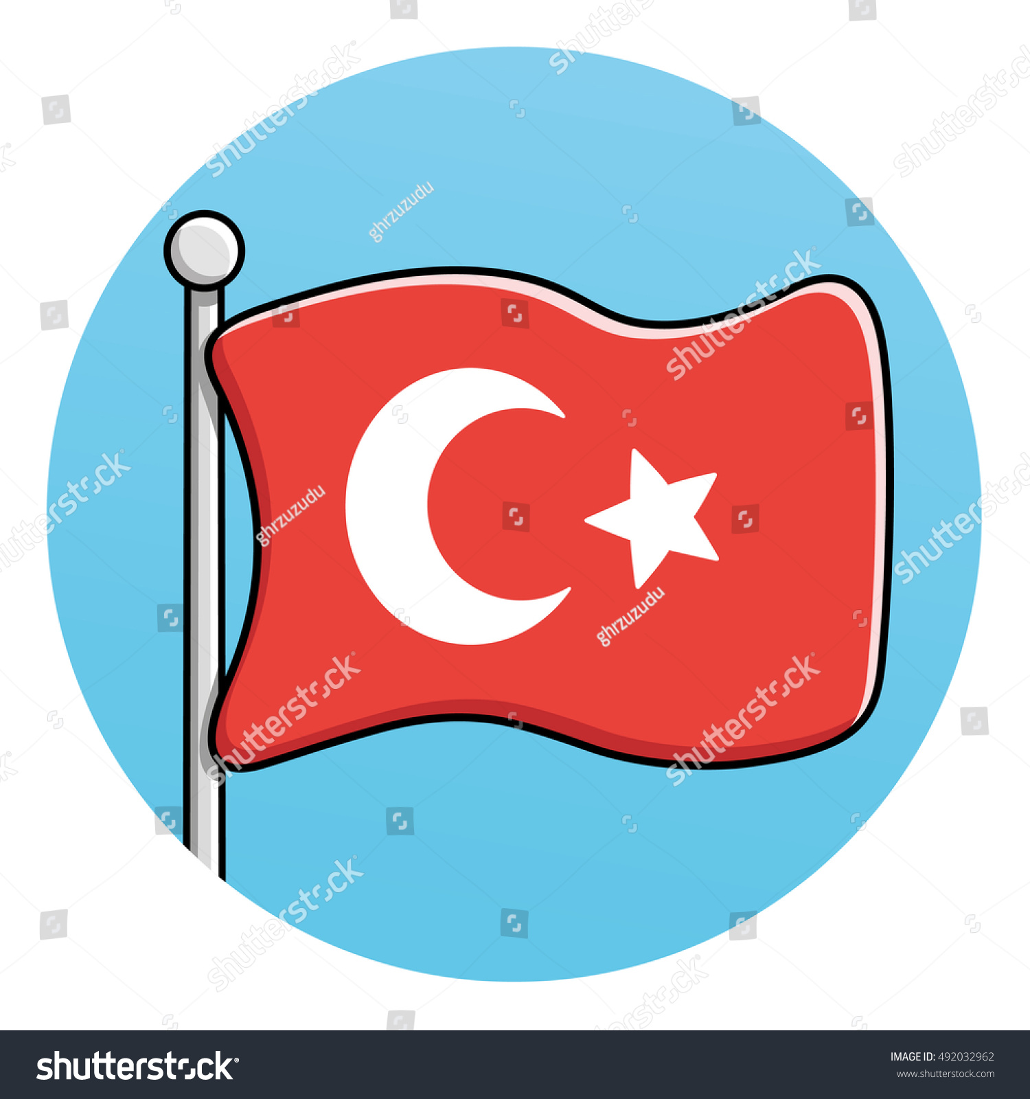 Turkey Flag Round Icon Stock Vector (Royalty Free) 492032962 | Shutterstock