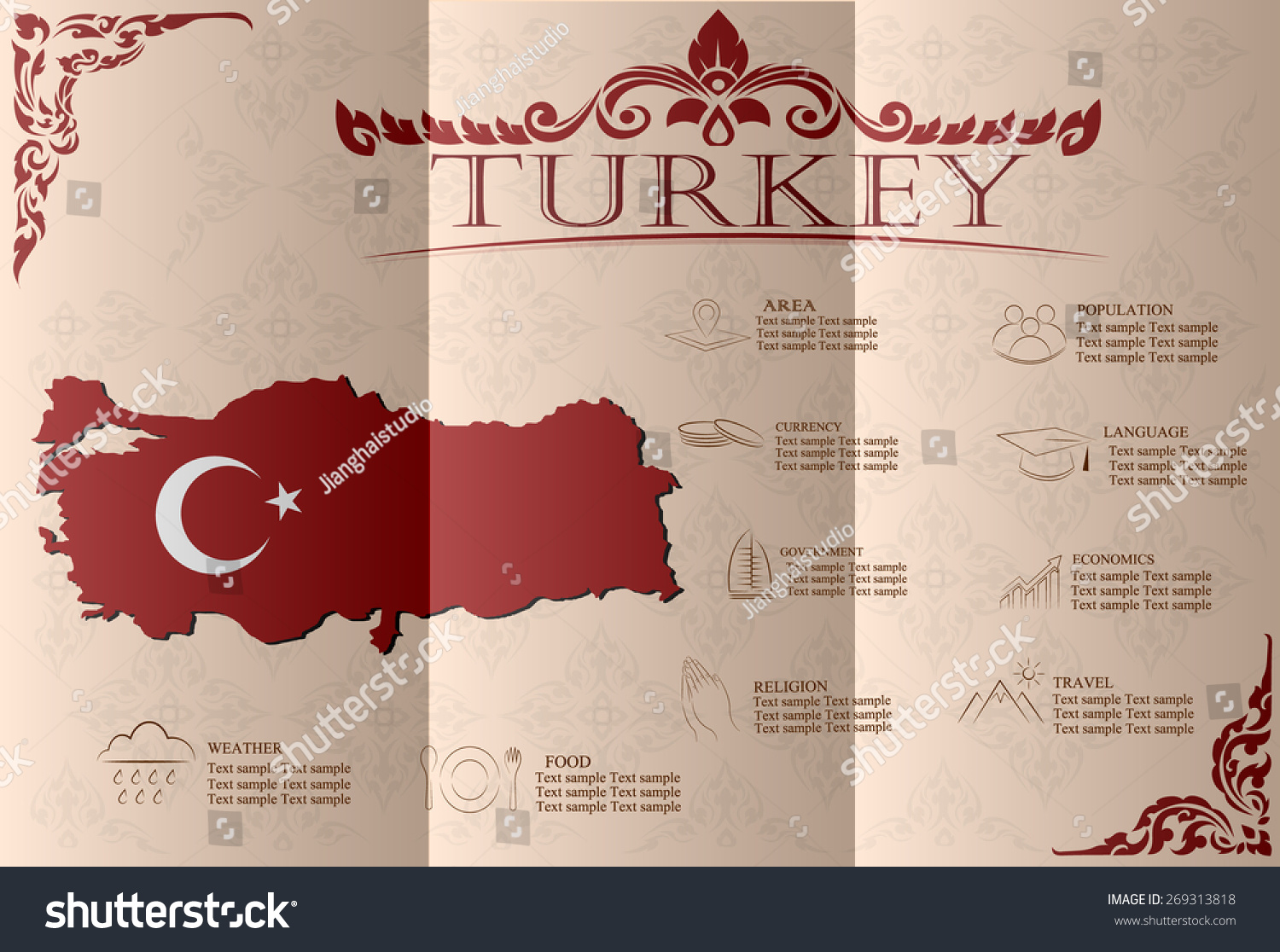 Turkey Infographics Statistical Data Sights Vector: vector de stock ...