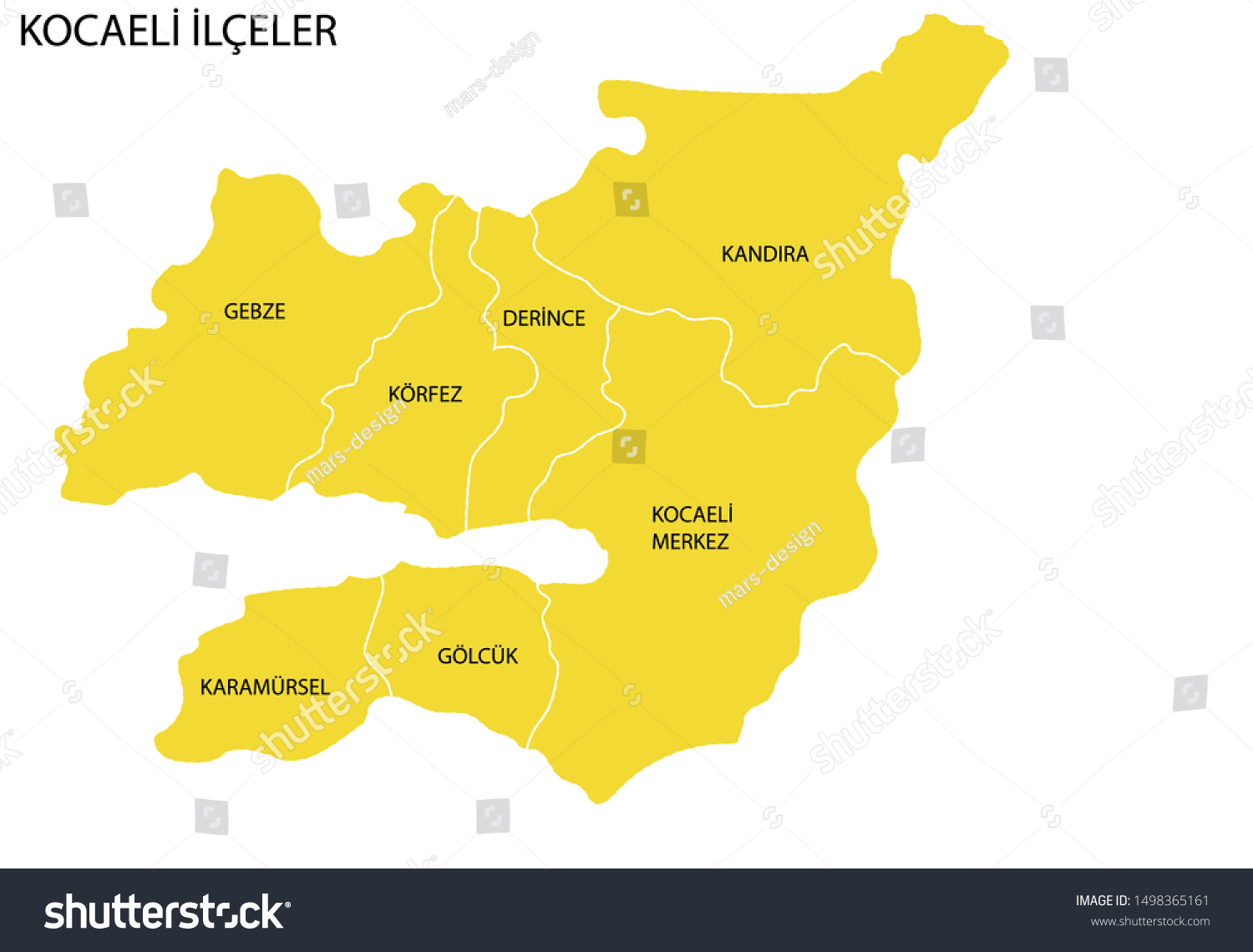 Turkey Kocaeli District Map Vector Stock Vector (Royalty Free) 1498365161 | Shutterstock