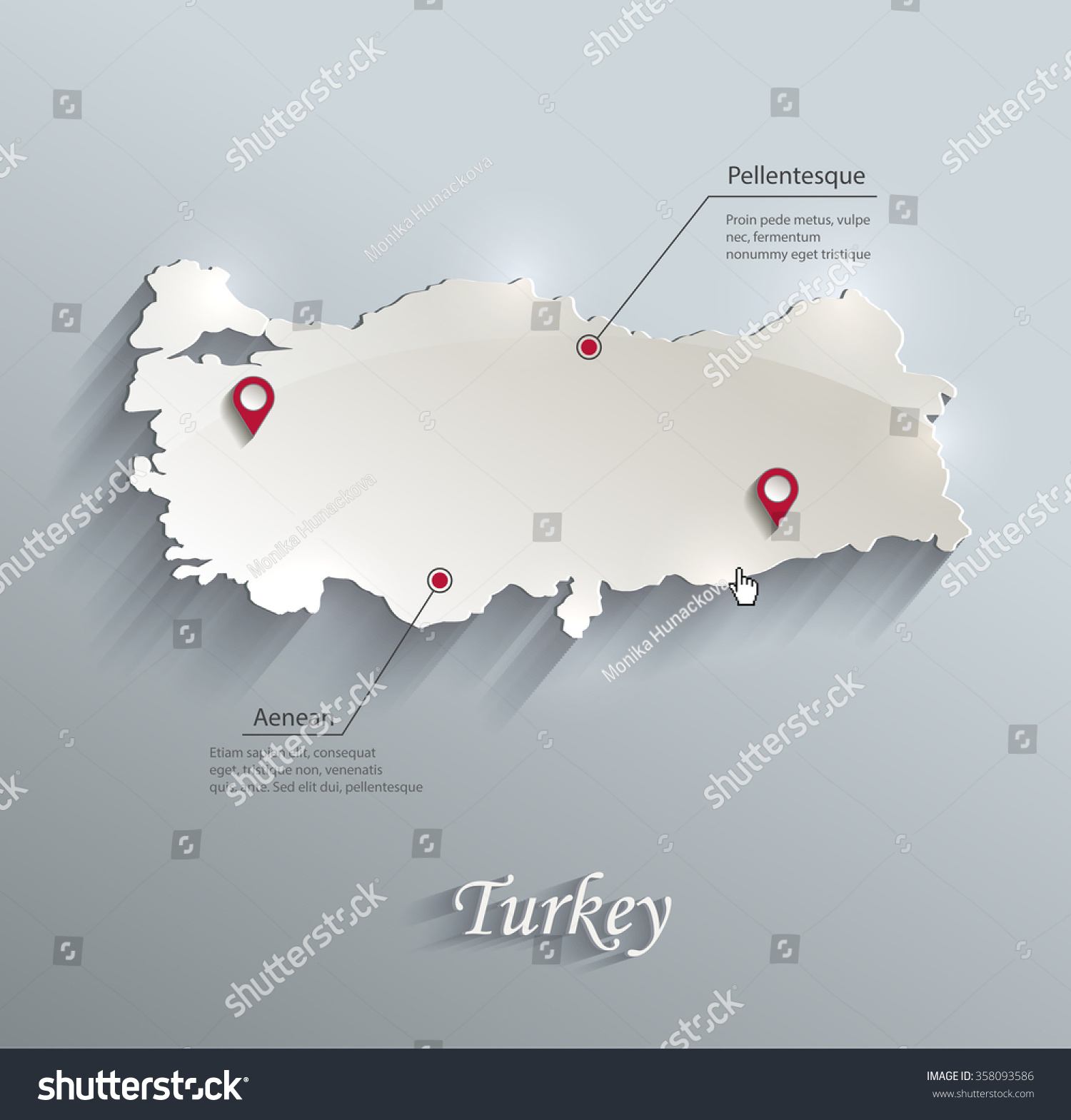 Turkey Map Blue White Card Paper Stock Vector (Royalty Free) 358093586