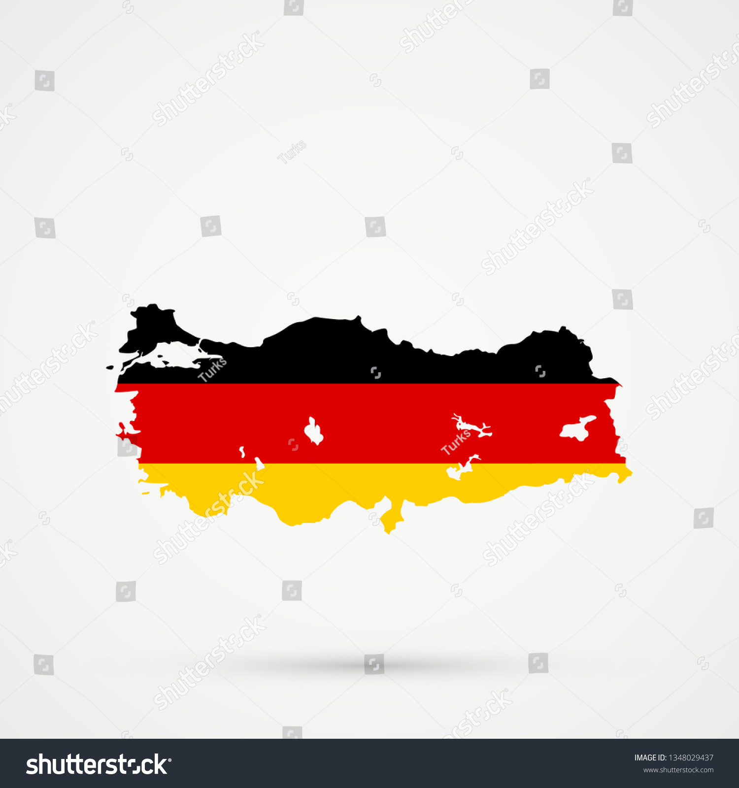 Turkey Map Germany Flag Colors Editable Stock Vector (Royalty Free ...