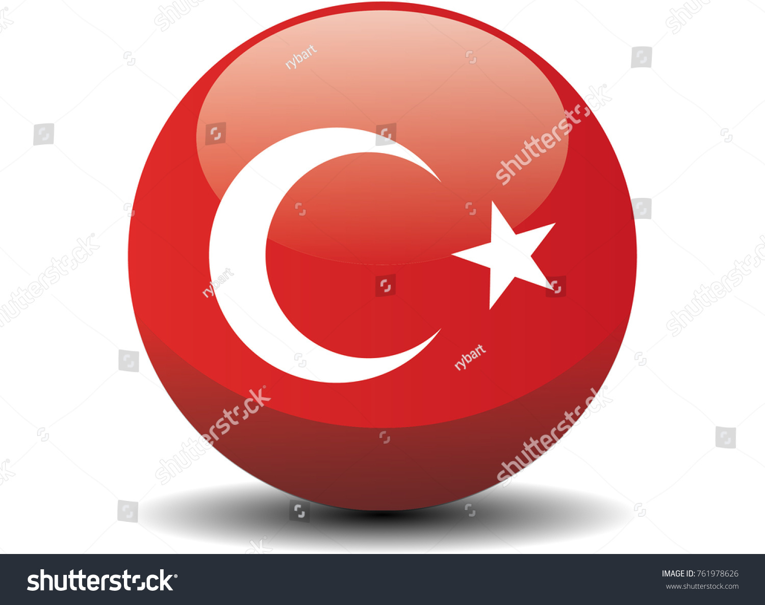 Turkey National Circle Button Flag Background Stock Vector (Royalty ...