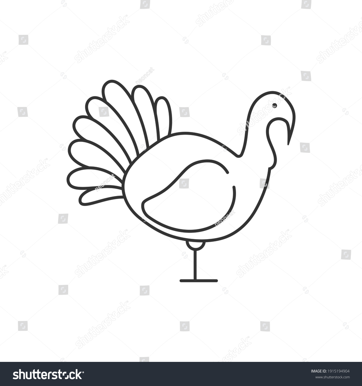 Turkey Side View Linear Outline Empty Stock Vector (Royalty Free ...
