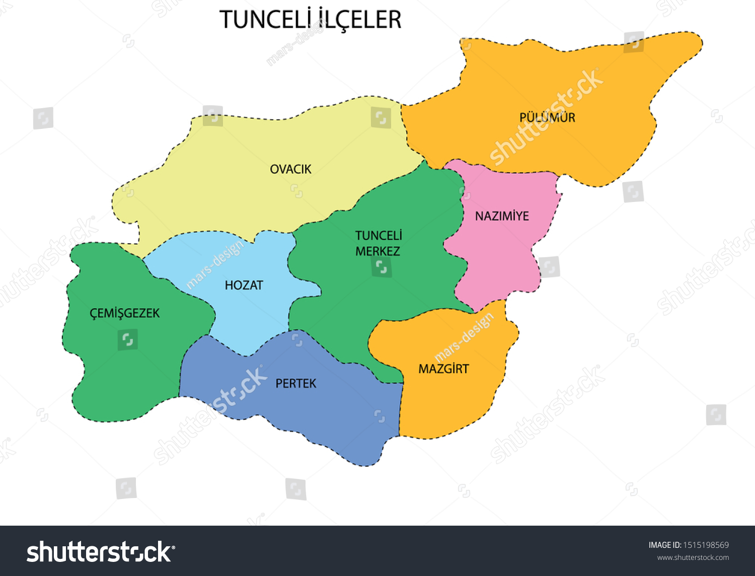 Turkey Tunceli District Map Drawing Stock Vector (Royalty Free) 1515198569