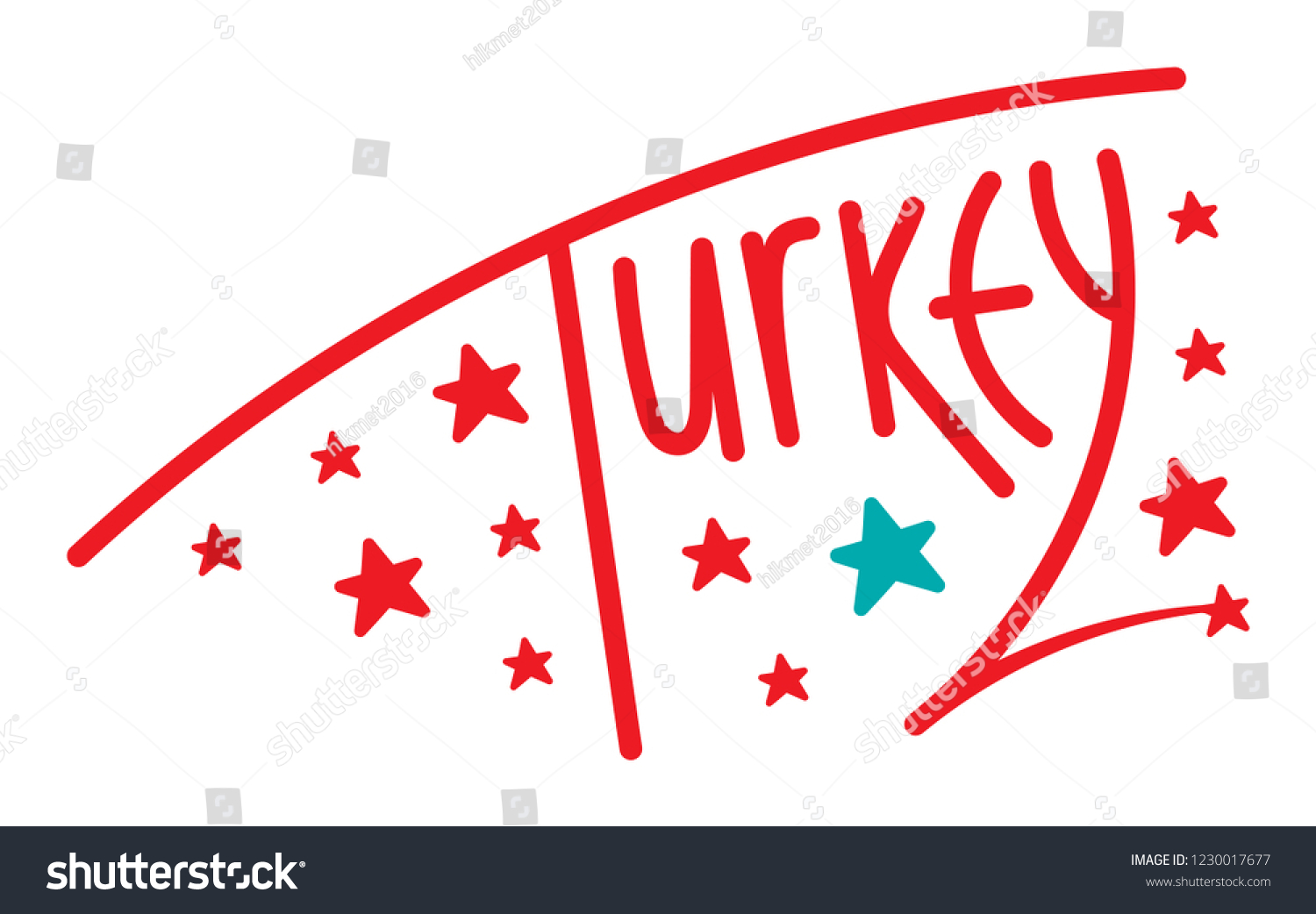 Turkey Word Hand Drawn Vector Stock Vector (Royalty Free) 1230017677 ...