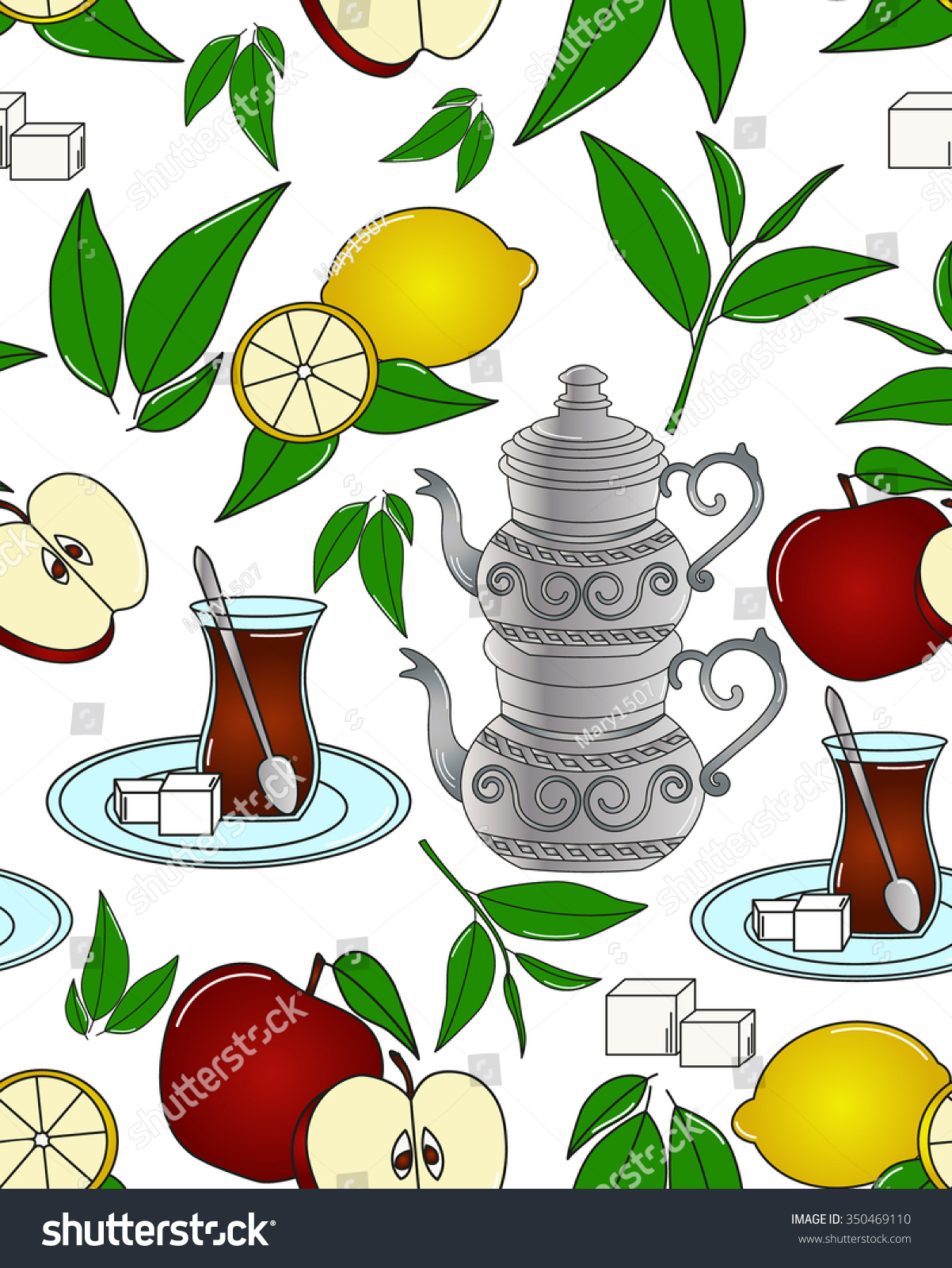Turkish Tea Vector Seamless Texture Tea Stock Vector (Royalty Free ...